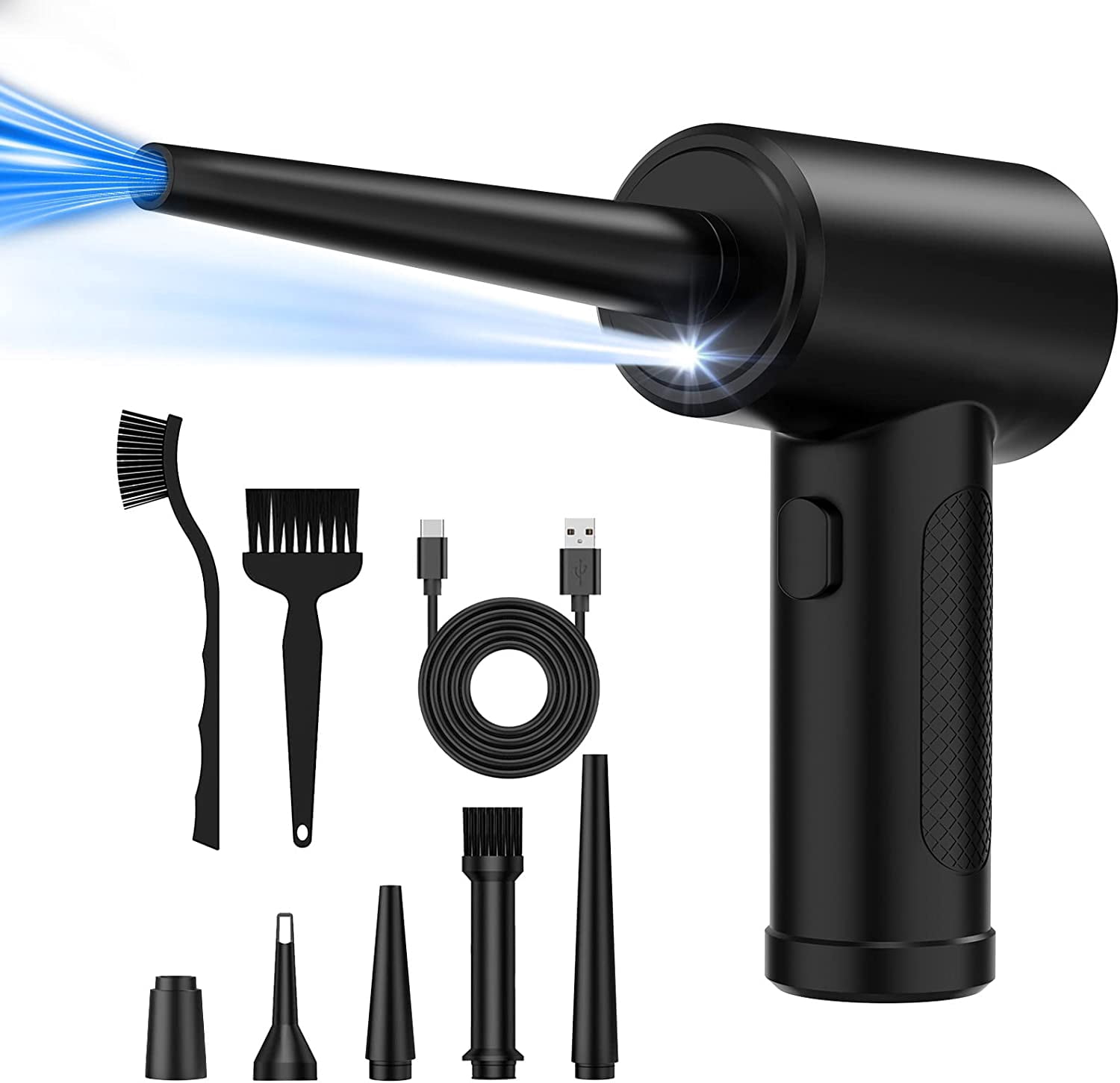 Compressed Air Duster, 3 Gear to 51000RPM Cordless Electric Air Duster ...