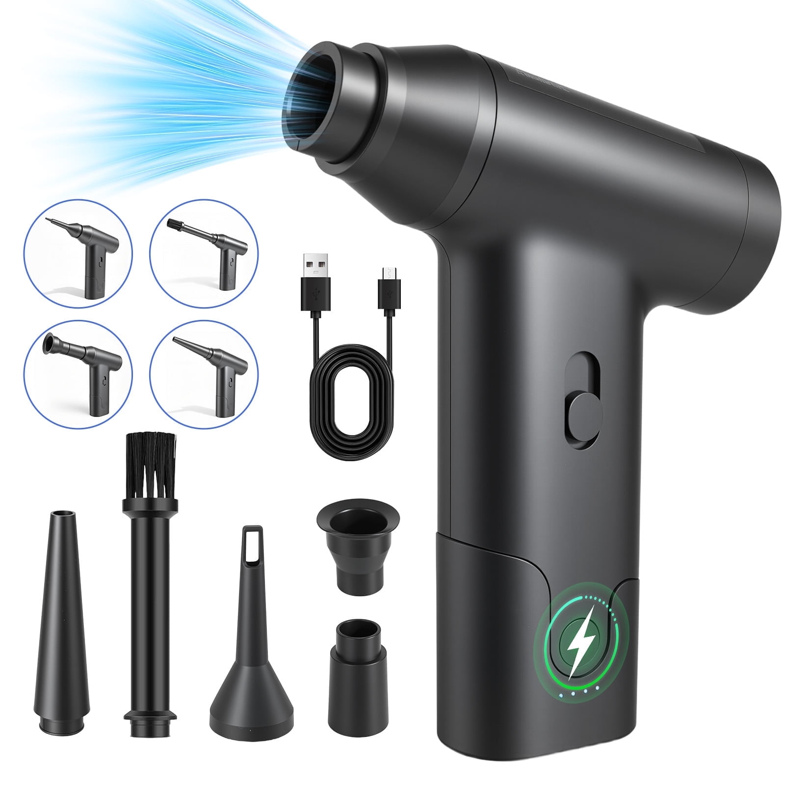 Compressed Air Duster, 300000RPM Car Vacuum Cleaner, Cordless Air ...
