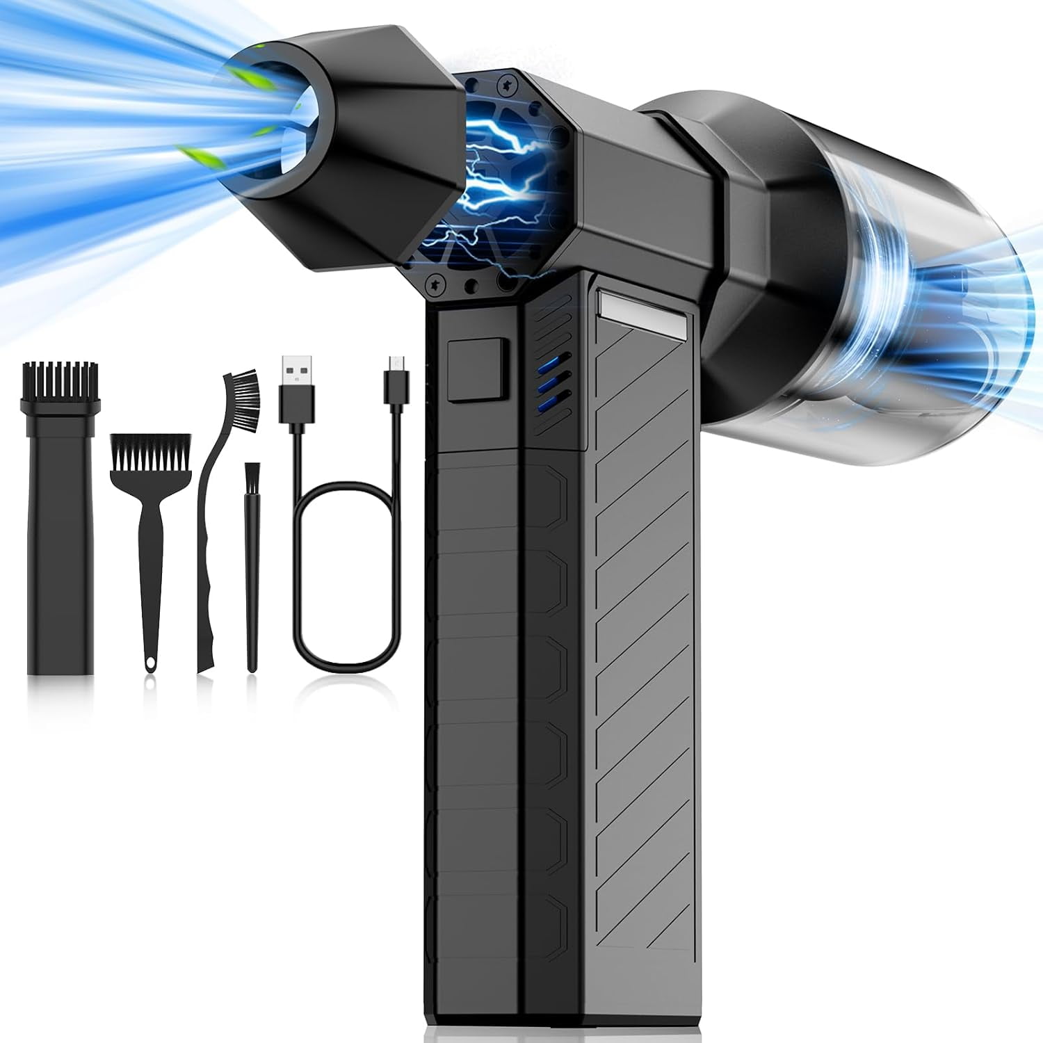 Compressed Air Duster Keyboard Cleaner, 300000RPM Rechargeable 6000mAh ...