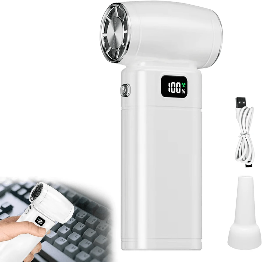 Compressed Air Duster -Mini Blower Turbo Fan, 130000 RPM Cordless ...