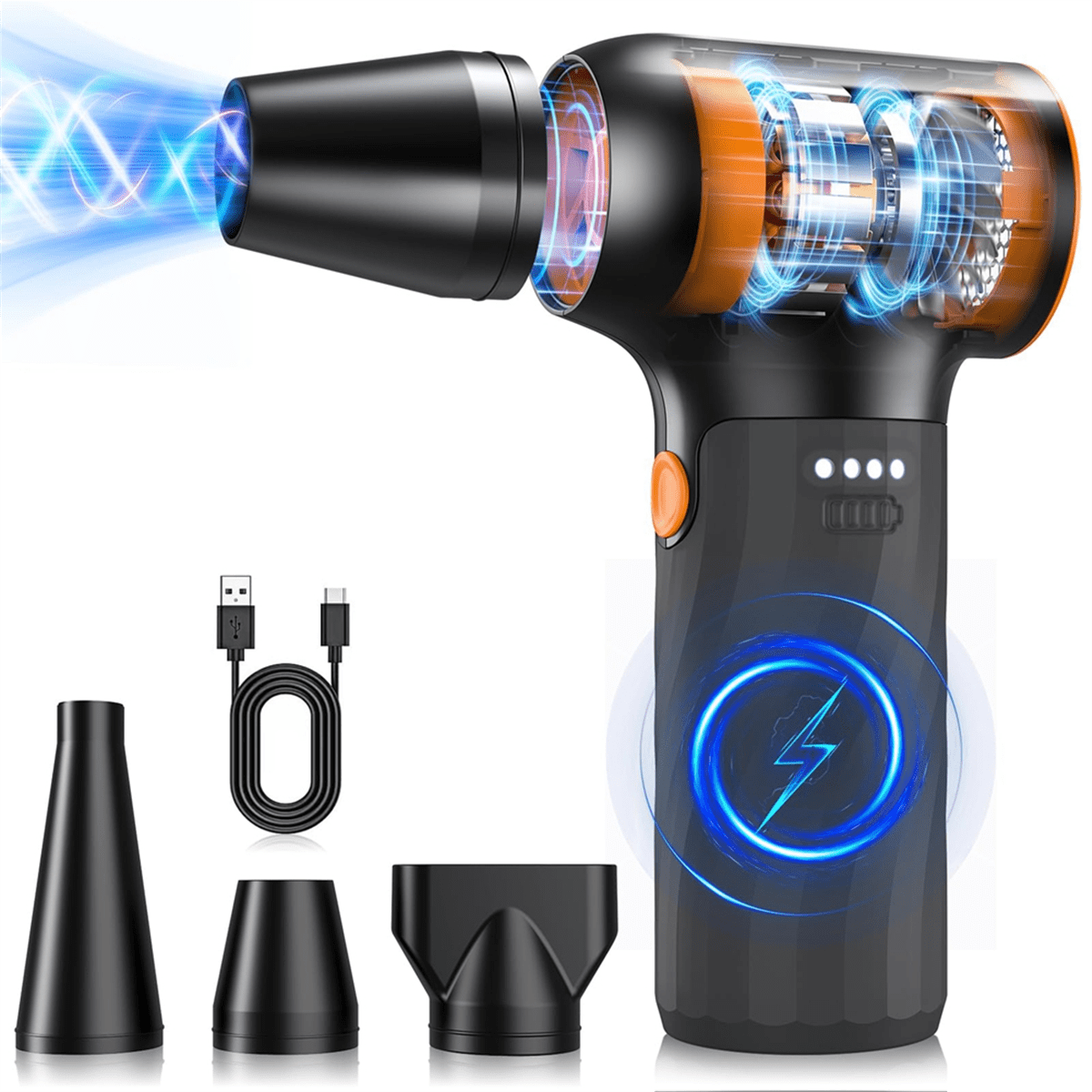 Compressed Air Duster, Mini Blower Turbo Fan 350000RPM - Cordless Air ...