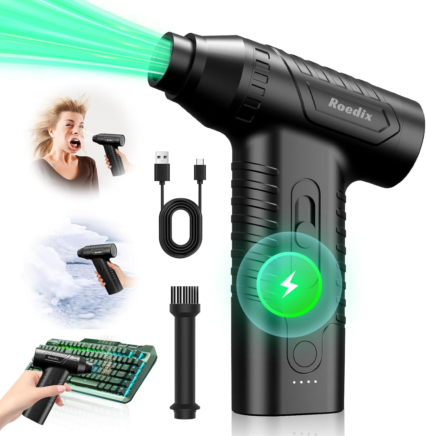 Compressed Air Duster, New Upgrade 300000RPM Electric Air Duster ...