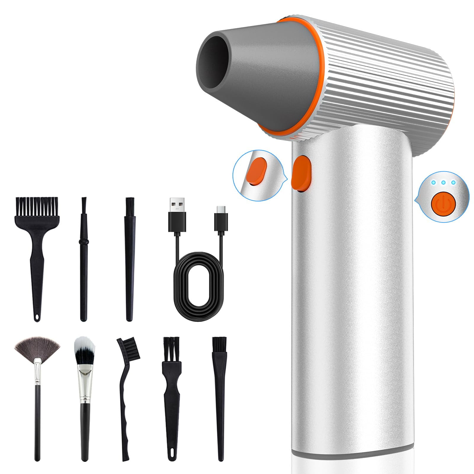 Compressed Air Duster,Powerful Electric Air Blower-260000RPM,Portable ...