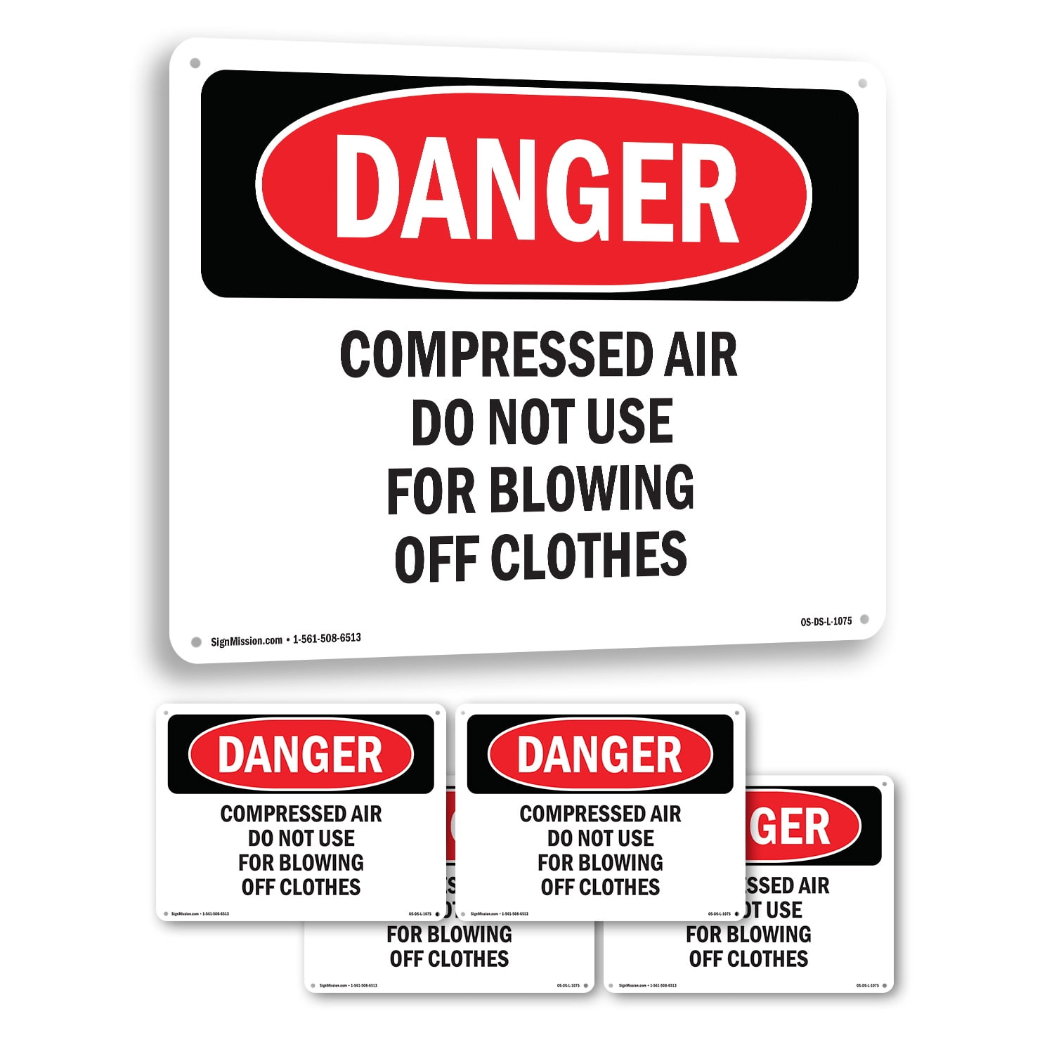 Compressed Air Not For Blowing Off Clothes OSHA Danger Rigid Plastic ...