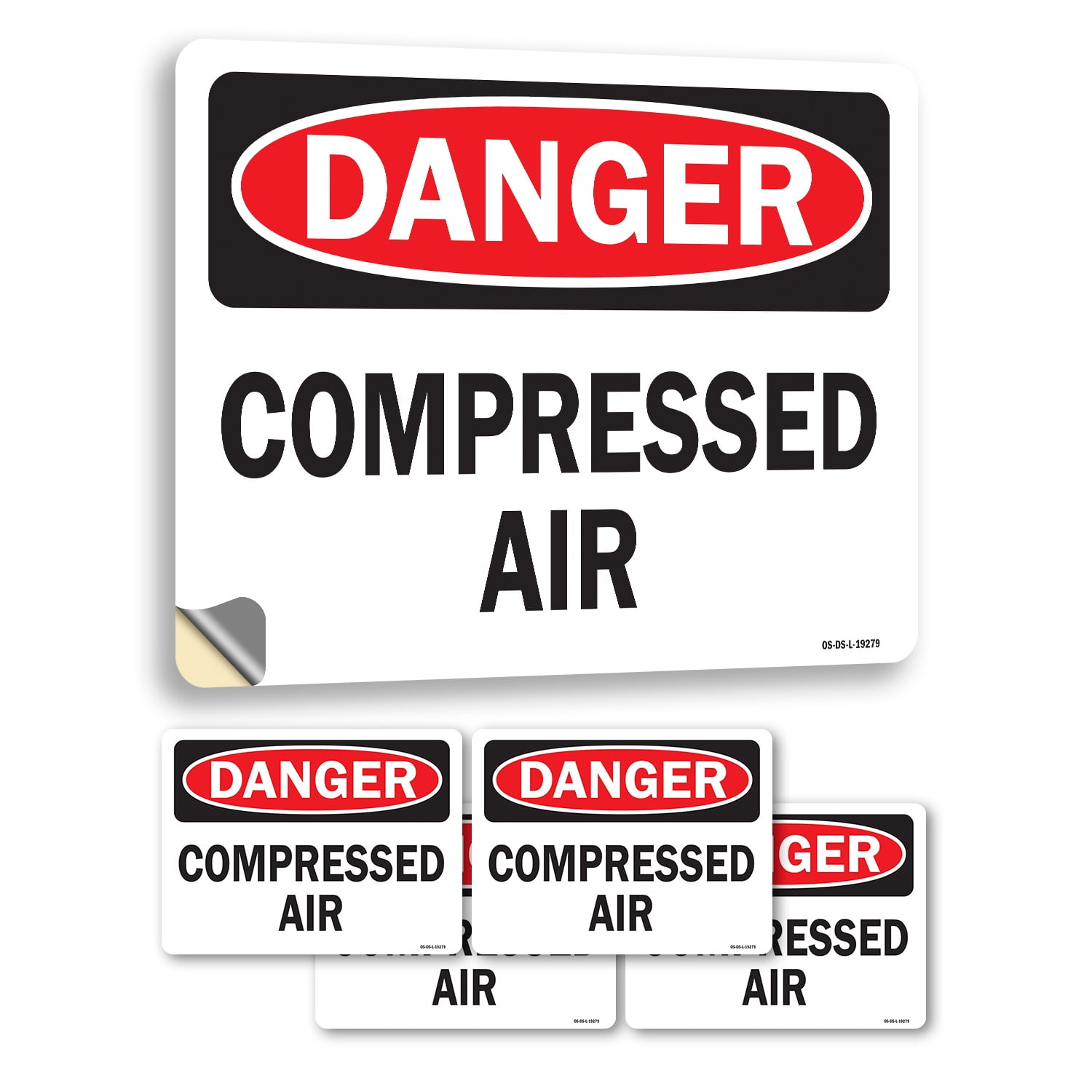Compressed Air OSHA Danger Vinyl Decal Label 18 Inch x 12 Inch - 5 Pack ...