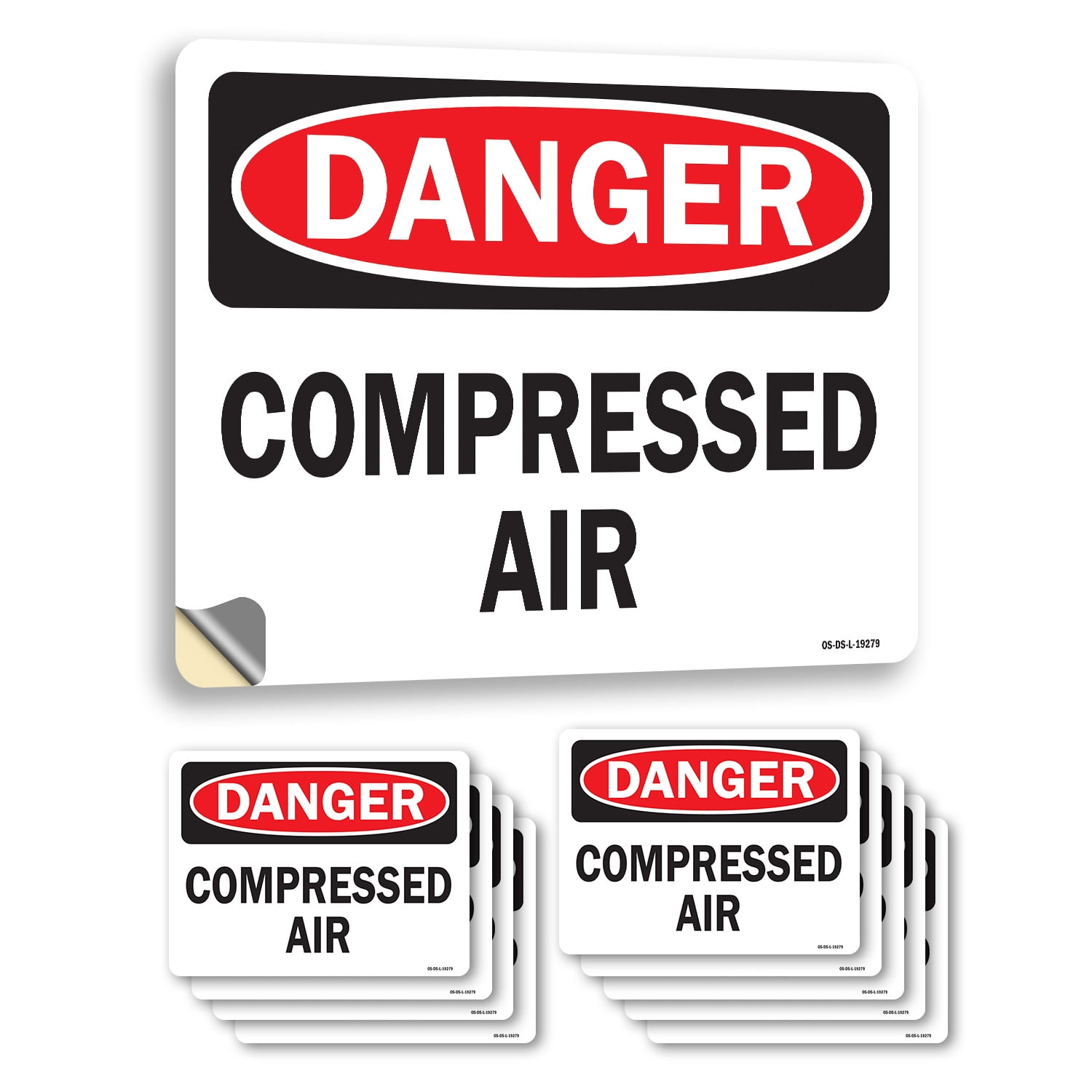 Compressed Air OSHA Danger Vinyl Decal Label 5 Inch x 3.5 Inch - 10 ...