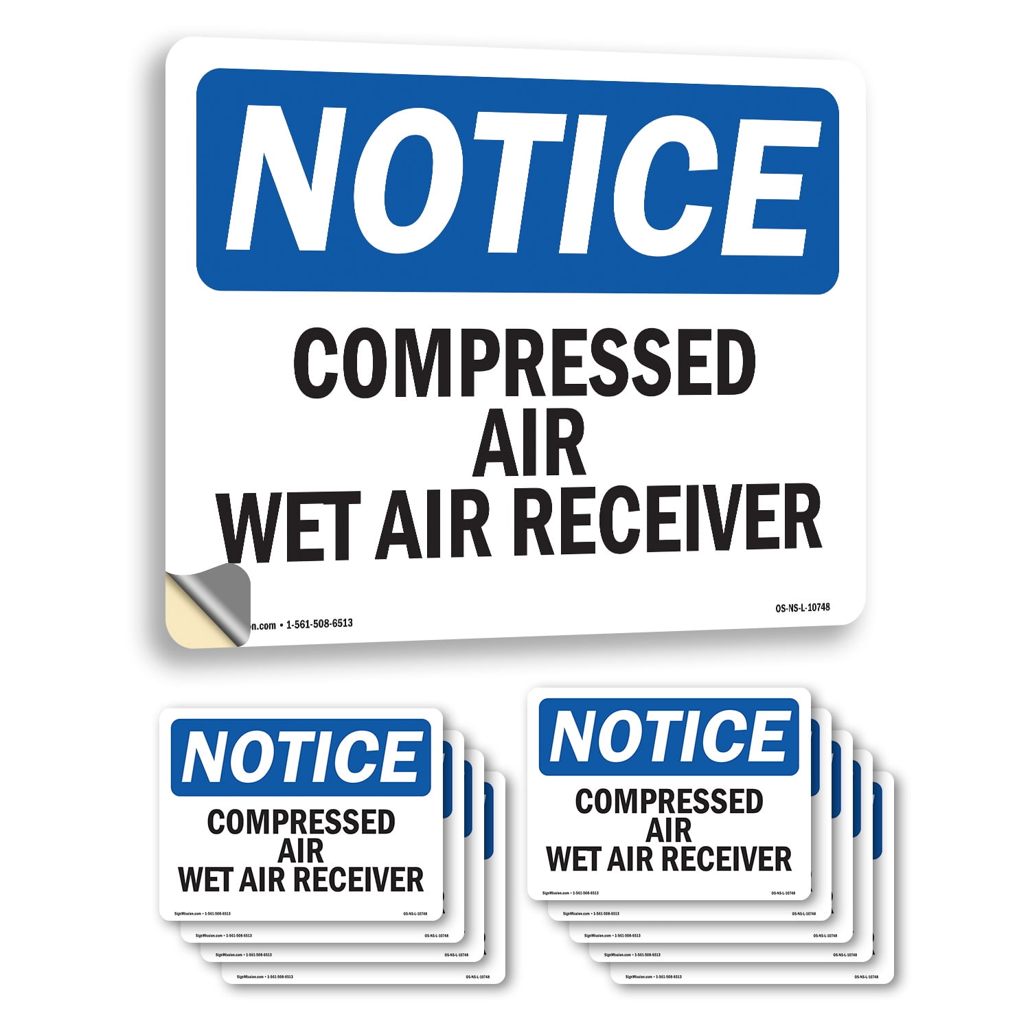 Compressed Air Wet Air Receiver OSHA Notice Vinyl Decal Label 24 Inch x ...