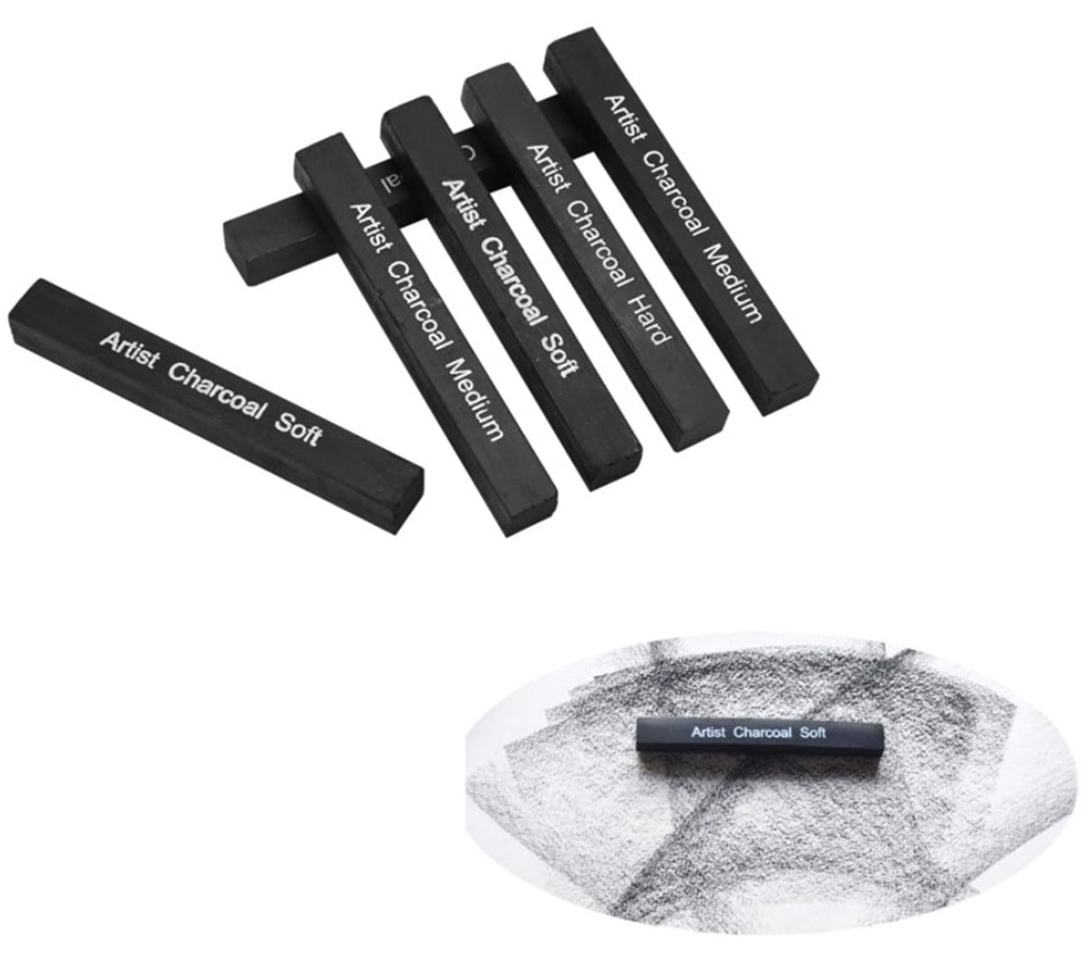 Compressed Charcoal Sticks,6 Pcs Square Charcoal Sticks,Drawing ...