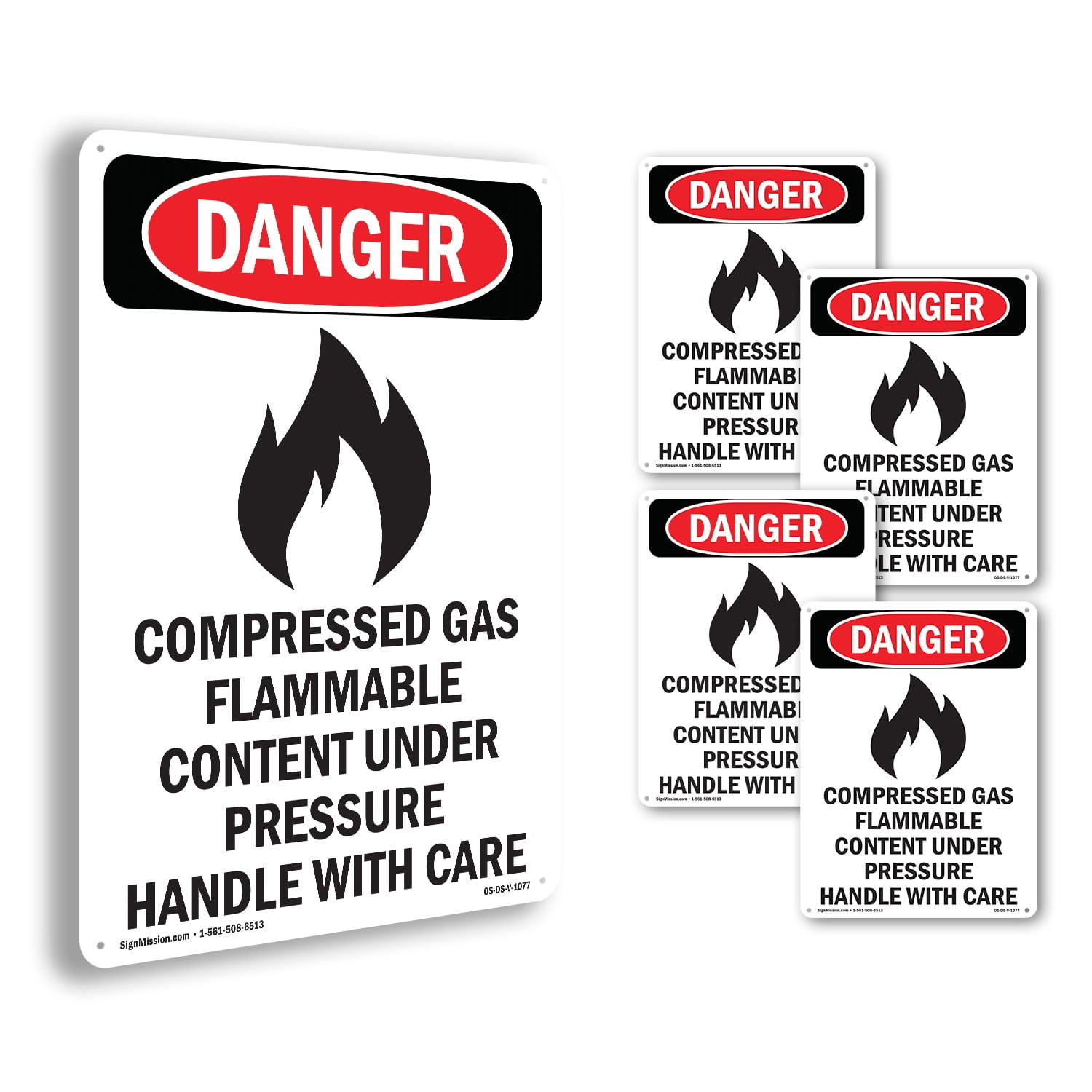 Compressed Gas Flammable OSHA Danger Rigid Plastic Sign 24 Inch x 18 ...