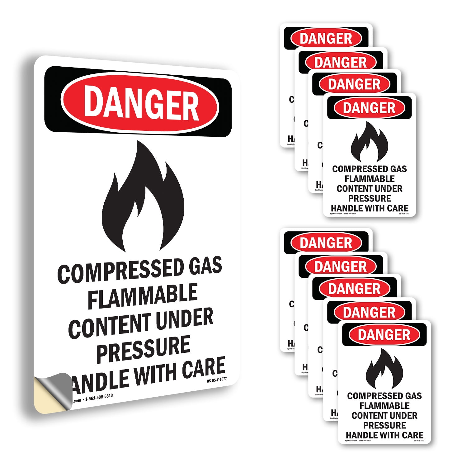 Compressed Gas Flammable OSHA Danger Vinyl Decal Label 24 Inch x 18 ...