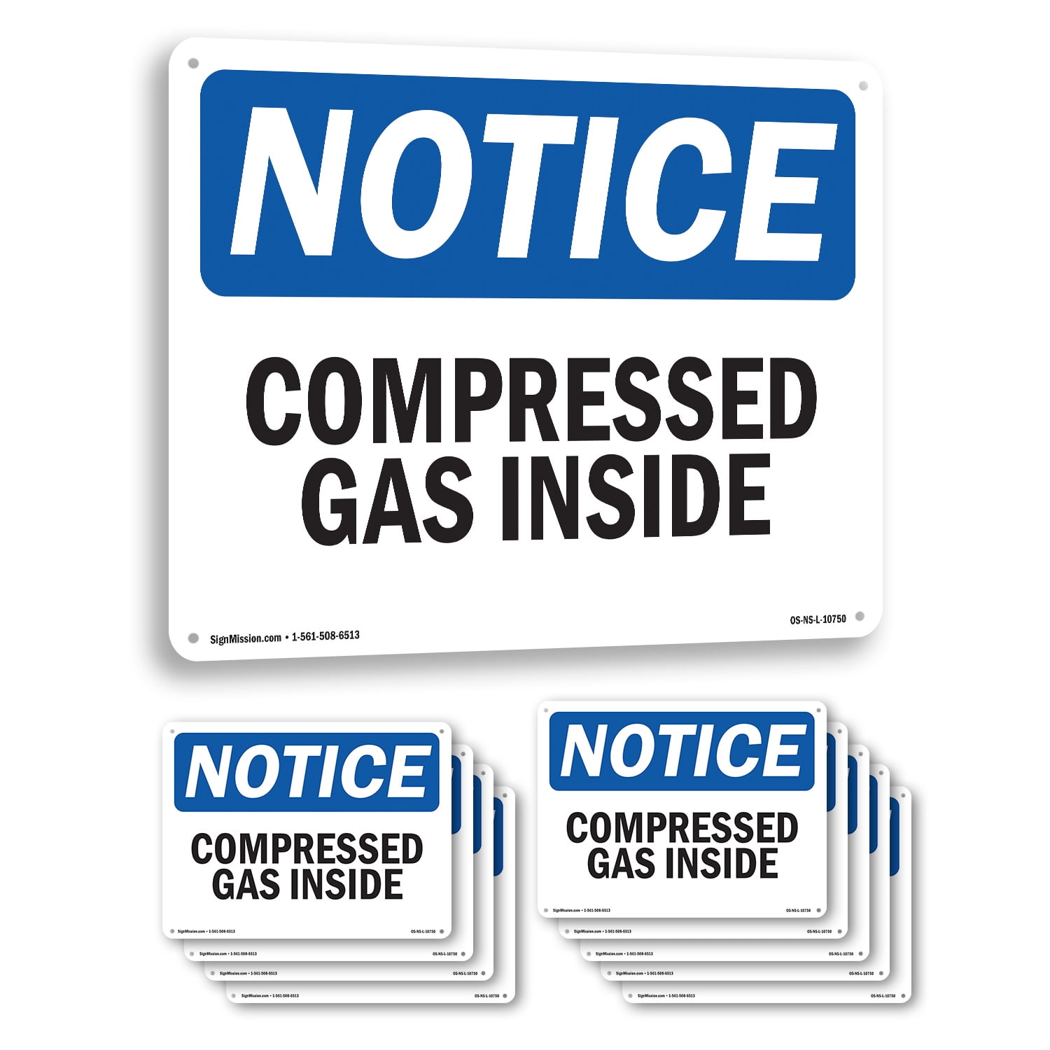 Compressed Gas Inside OSHA Notice Rigid Plastic Sign 14 Inch x 10 Inch ...