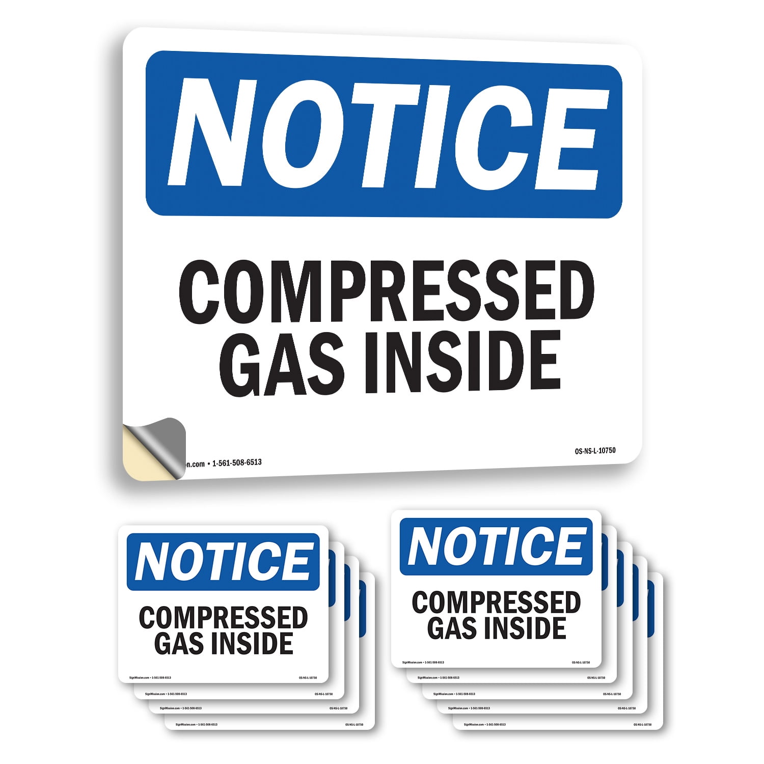 Compressed Gas Inside OSHA Notice Vinyl Decal Label 10 Inch x 7 Inch ...