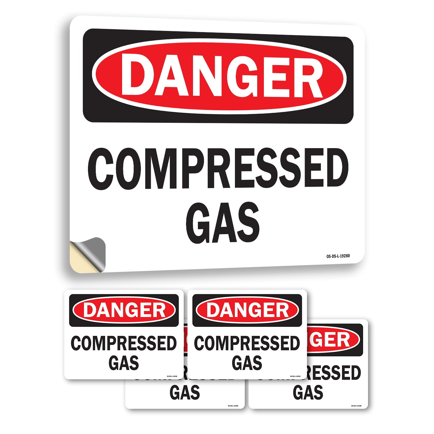Compressed Gas OSHA Danger Vinyl Decal Label 10 Inch x 7 Inch - 5 Pack ...