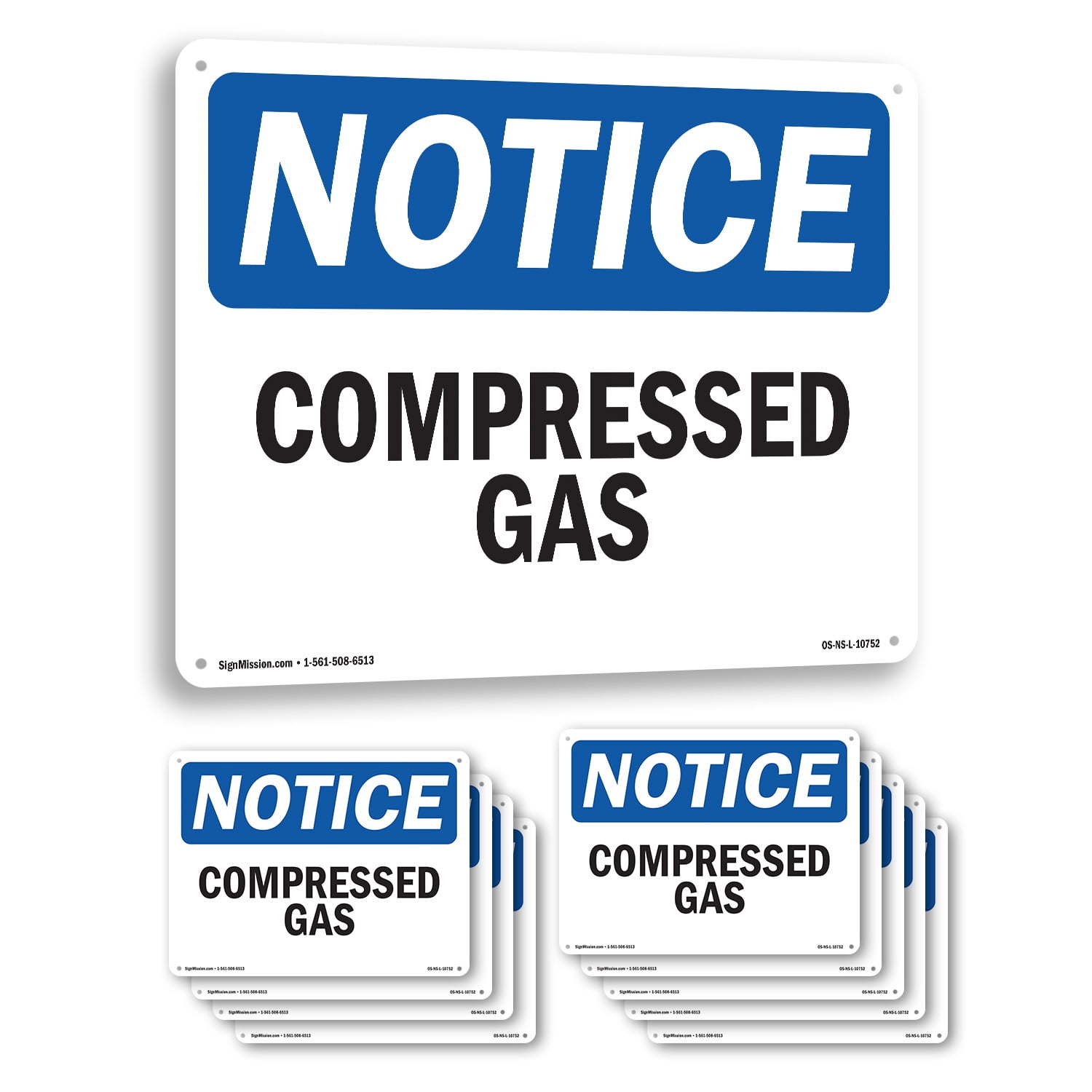 Compressed Gas OSHA Notice Rigid Plastic Sign 24 Inch x 18 Inch - 10 ...