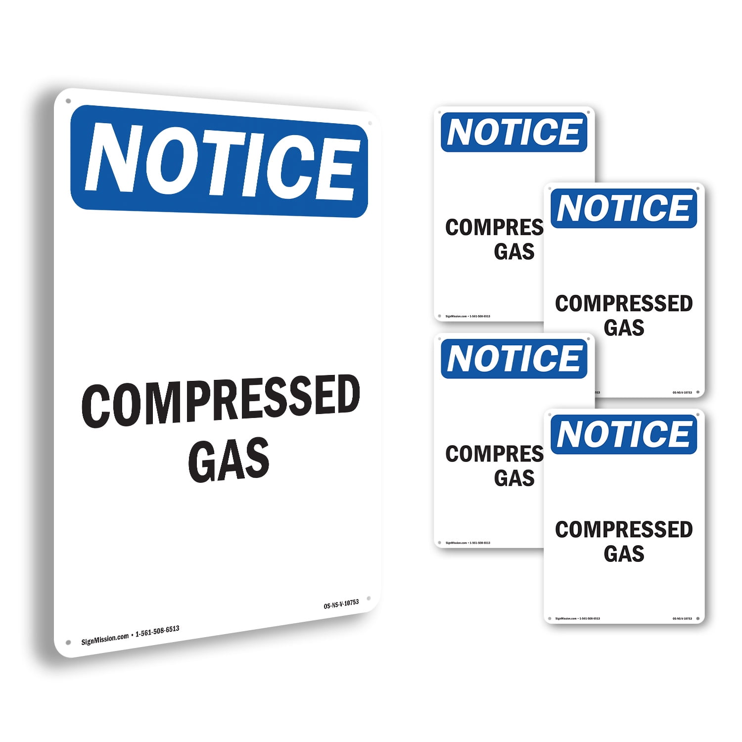 Compressed Gas OSHA Notice Rigid Plastic Sign 24 Inch x 18 Inch - 5 ...