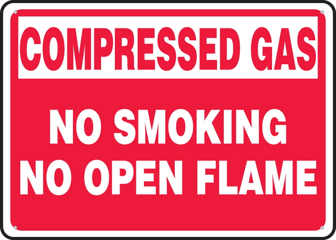 Compressed Gas Safety Sign No Smoking No Open Flame 12X8 Inches Metal ...