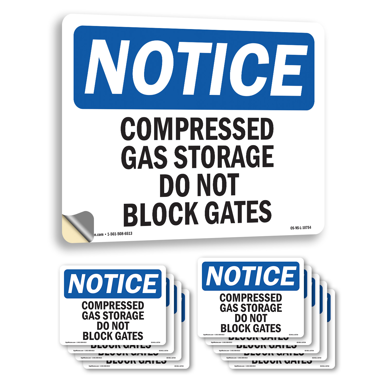 Compressed Gas Storage Do Not Block Gates OSHA Notice Vinyl Decal Label ...