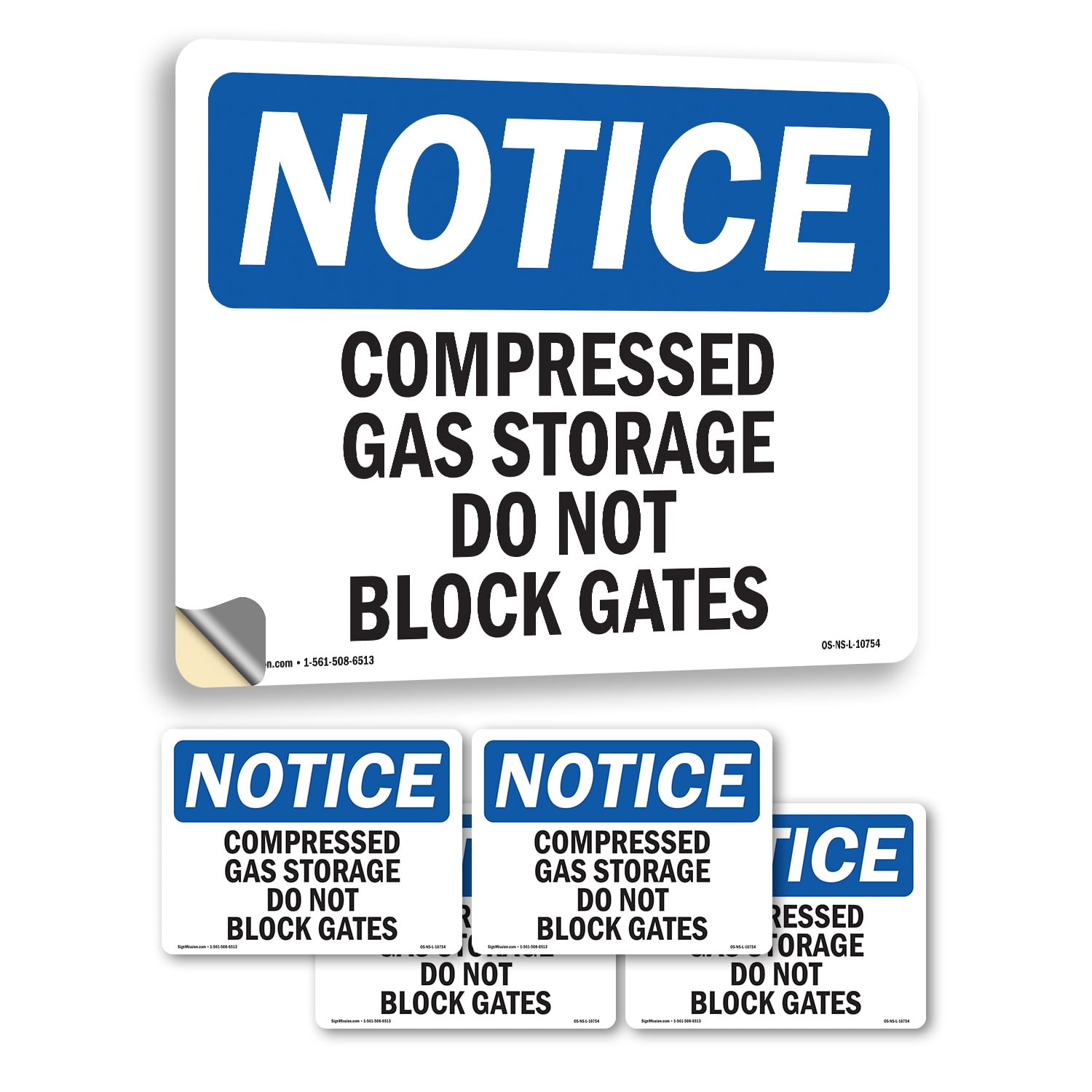 Compressed Gas Storage Do Not Block Gates OSHA Notice Vinyl Decal Label ...