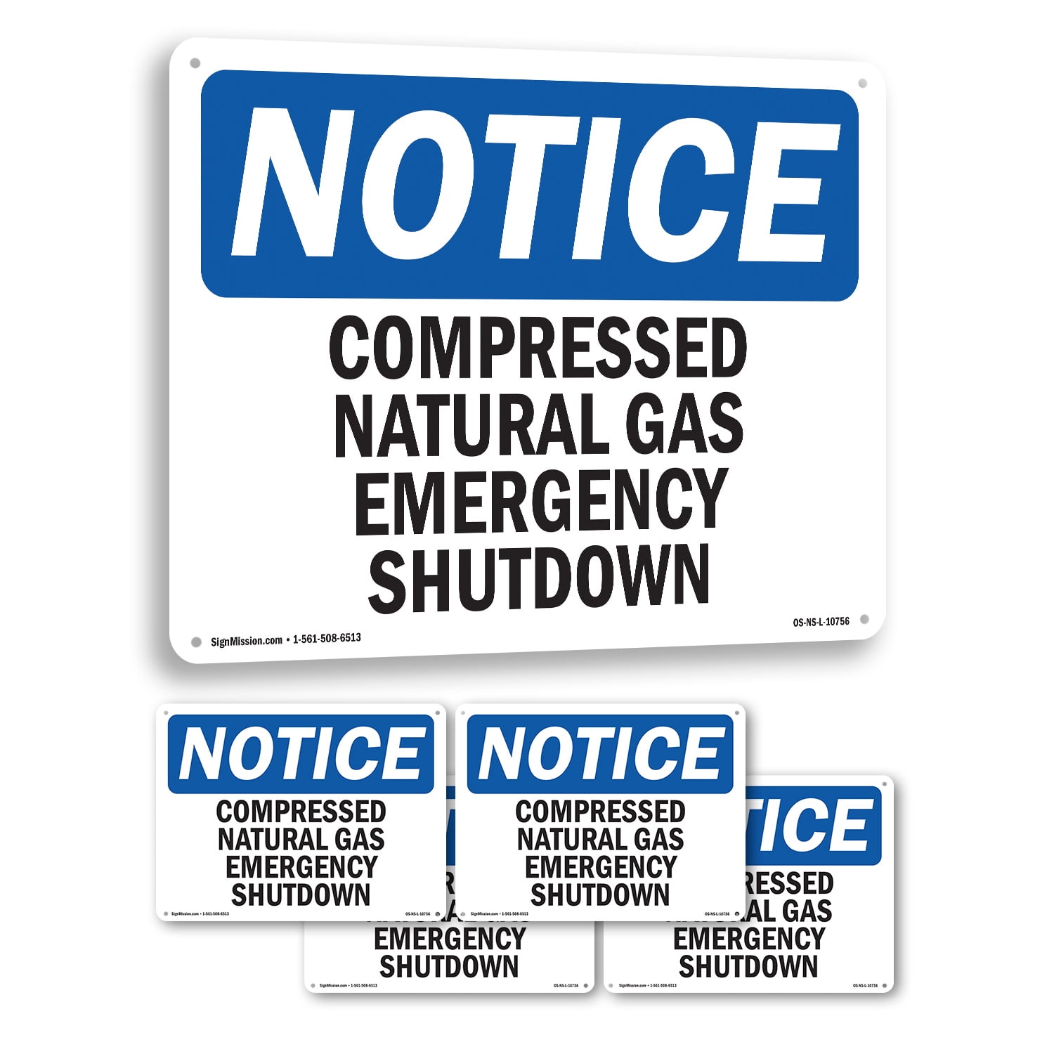 Compressed Natural Gas Emergency Shutdown OSHA Notice Rigid Plastic ...