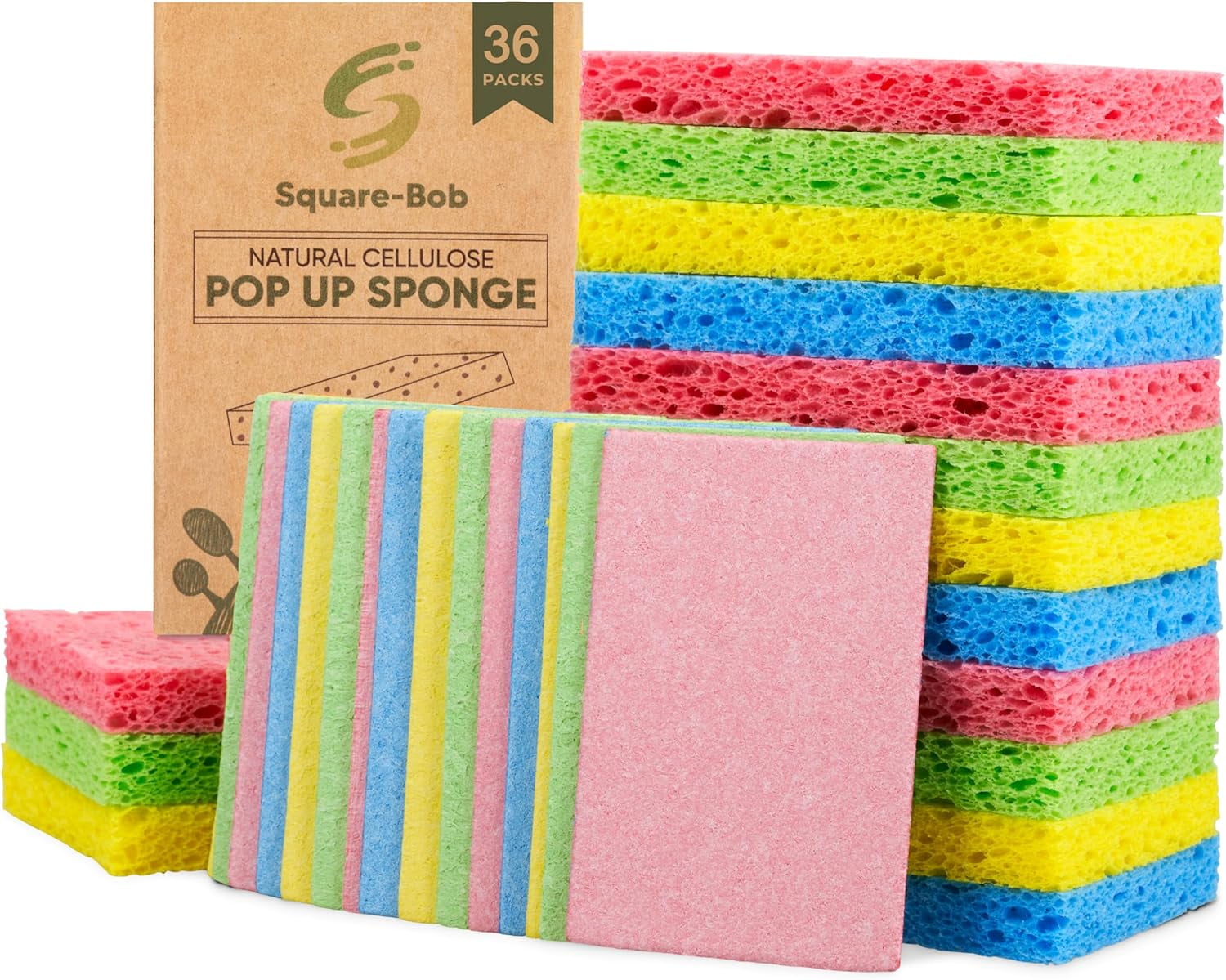 Compressed Non-Scratch Kitchen Sponges - Highly Absorbent for Dishes ...