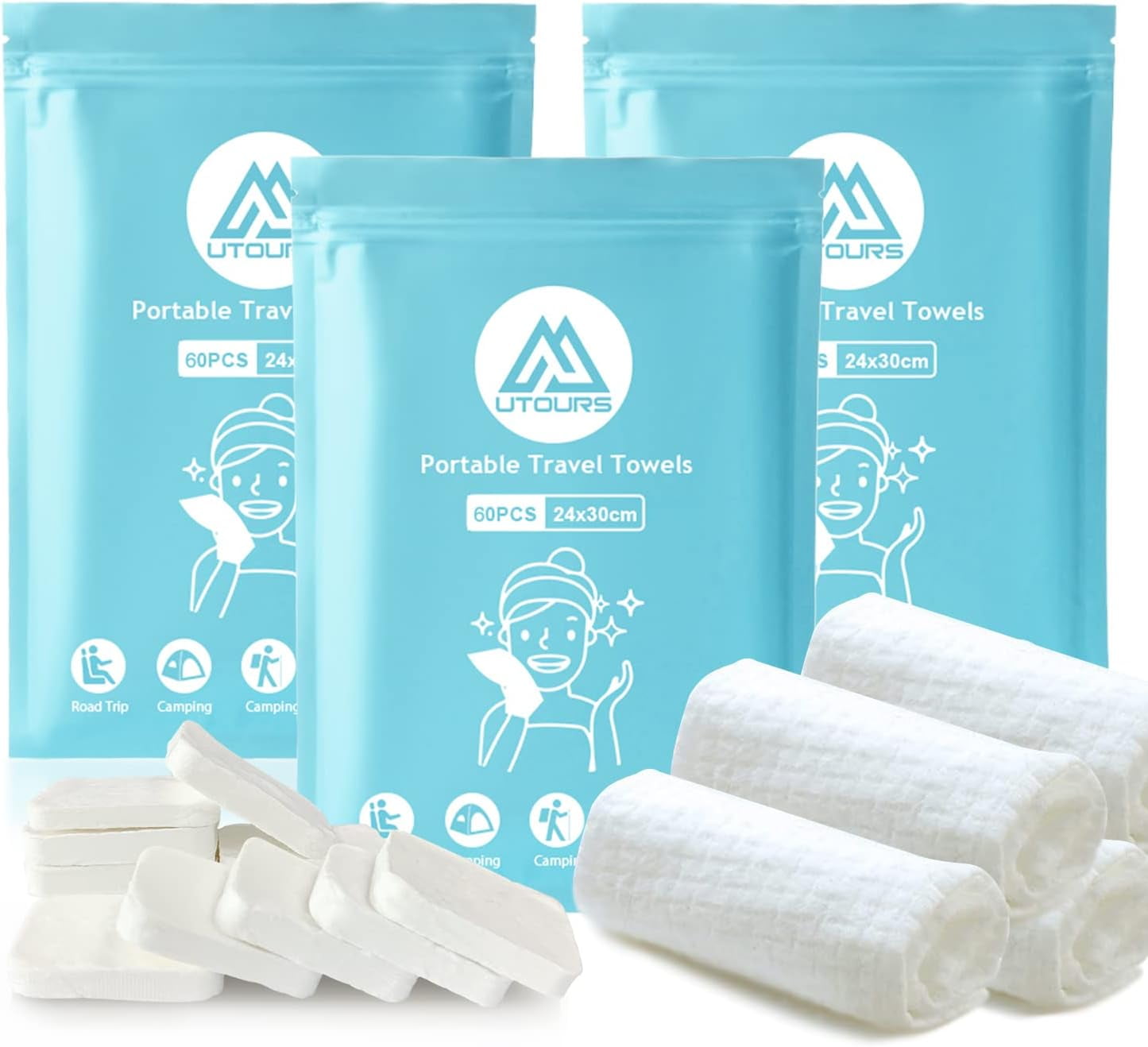 Compressed Towels, Reusable Toilet Paper Tablets Coin Tissues Camping ...