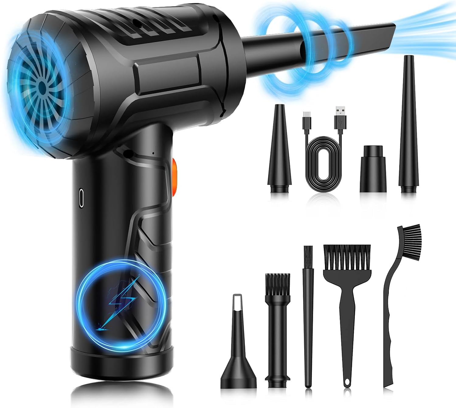 Compressed air Duster, 3 Gear Electric air Duster Cordless air Blower ...