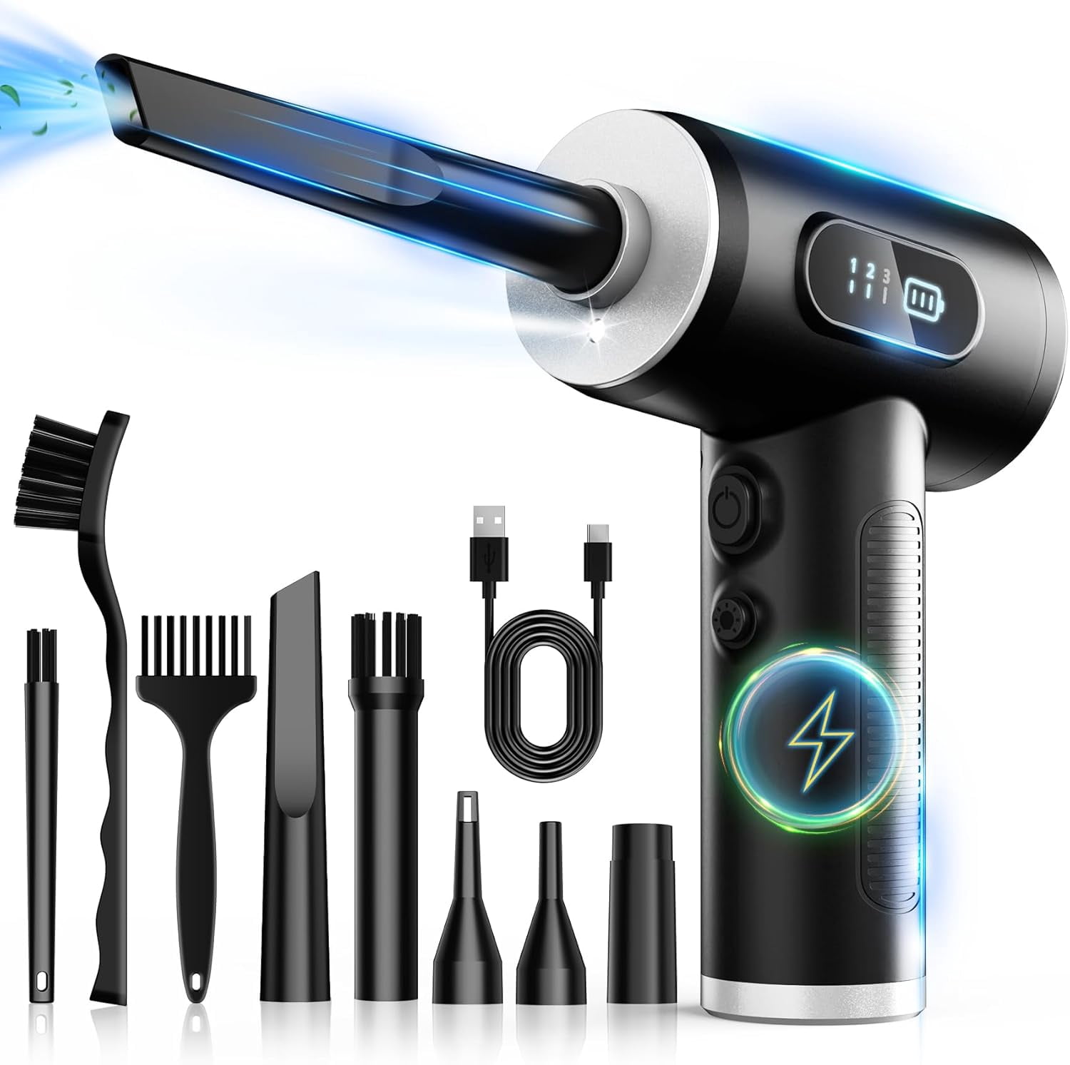 Compressed air duster - 3-speed adjustable 100,000 revolutions per ...