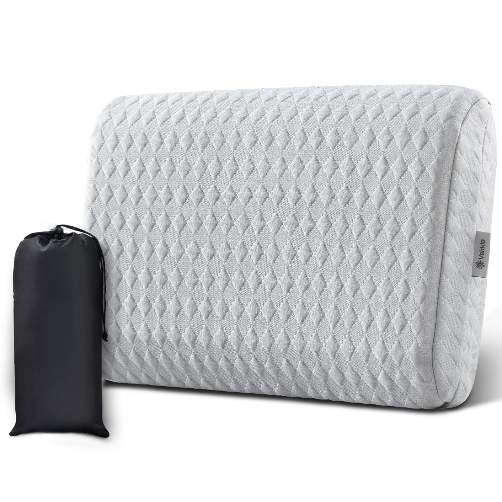 Supportive Memory Foam Travel Pillow, Lightweight & Compressible ...