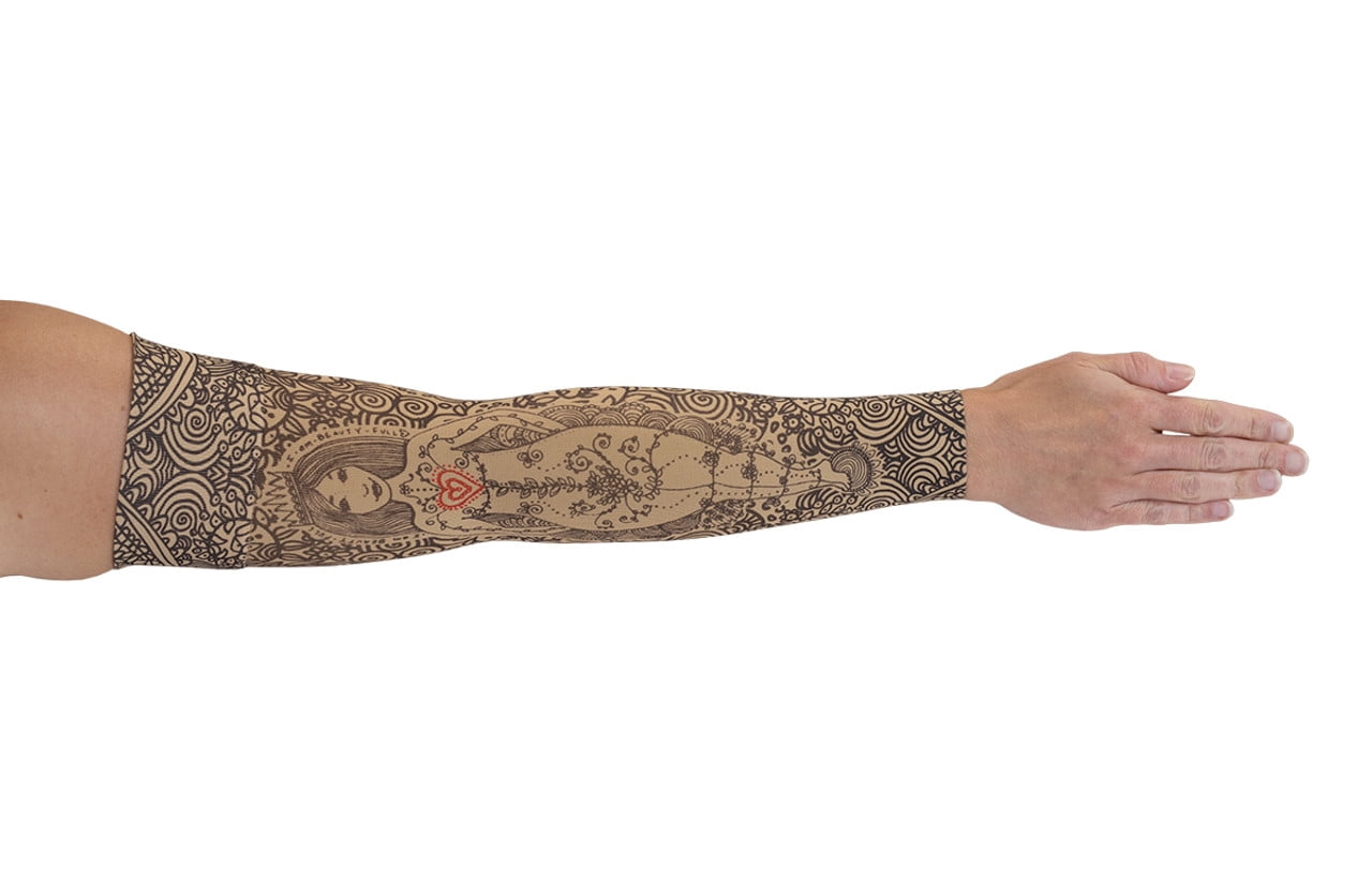 Compression Arm Sleeve for Women - Beauty-Full Beige - 20-30mmHg - Long ...