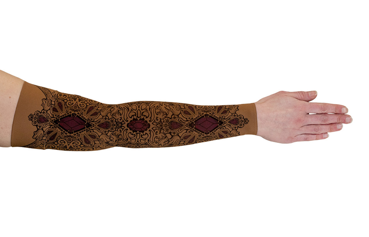 Compression Arm Sleeve for Women - Audrey Mocha - 20-30mmHg - Long ...