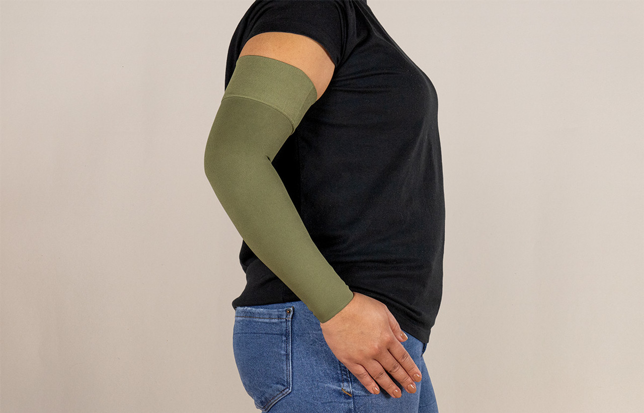 Compression Arm Sleeve for Women - Olive - 30-40mmHg - Short - Medium ...