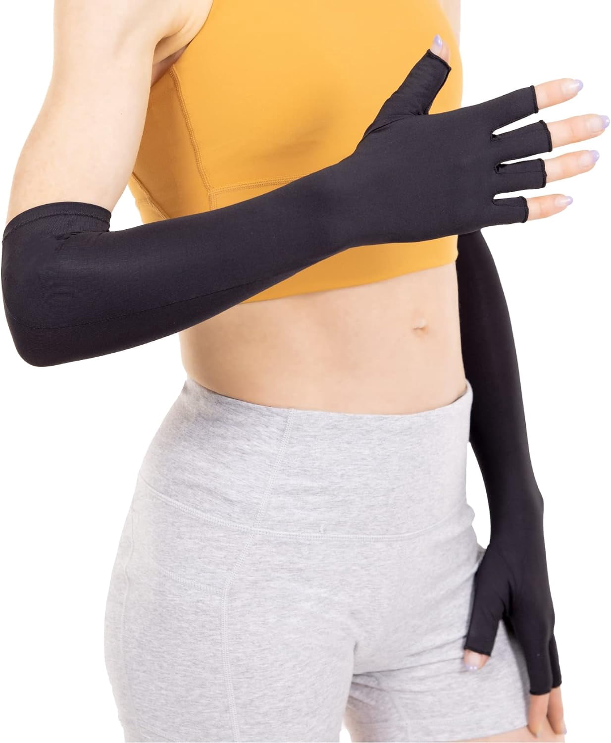Compression Arthritis Gloves - Fingerless Copper Support for Carpal ...