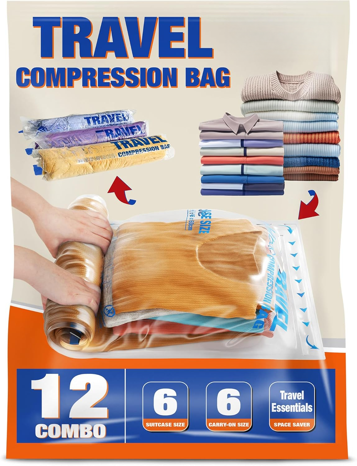 Compression Bags for Travel Essentials, Vacuum Packing Space Saver Bags ...