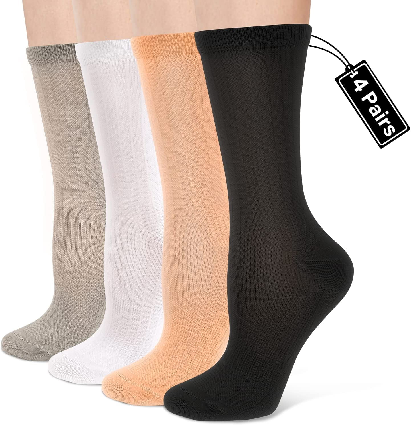 Compression Crew Socks for Women Thin Lightweight (15-20 mmHg) for ...