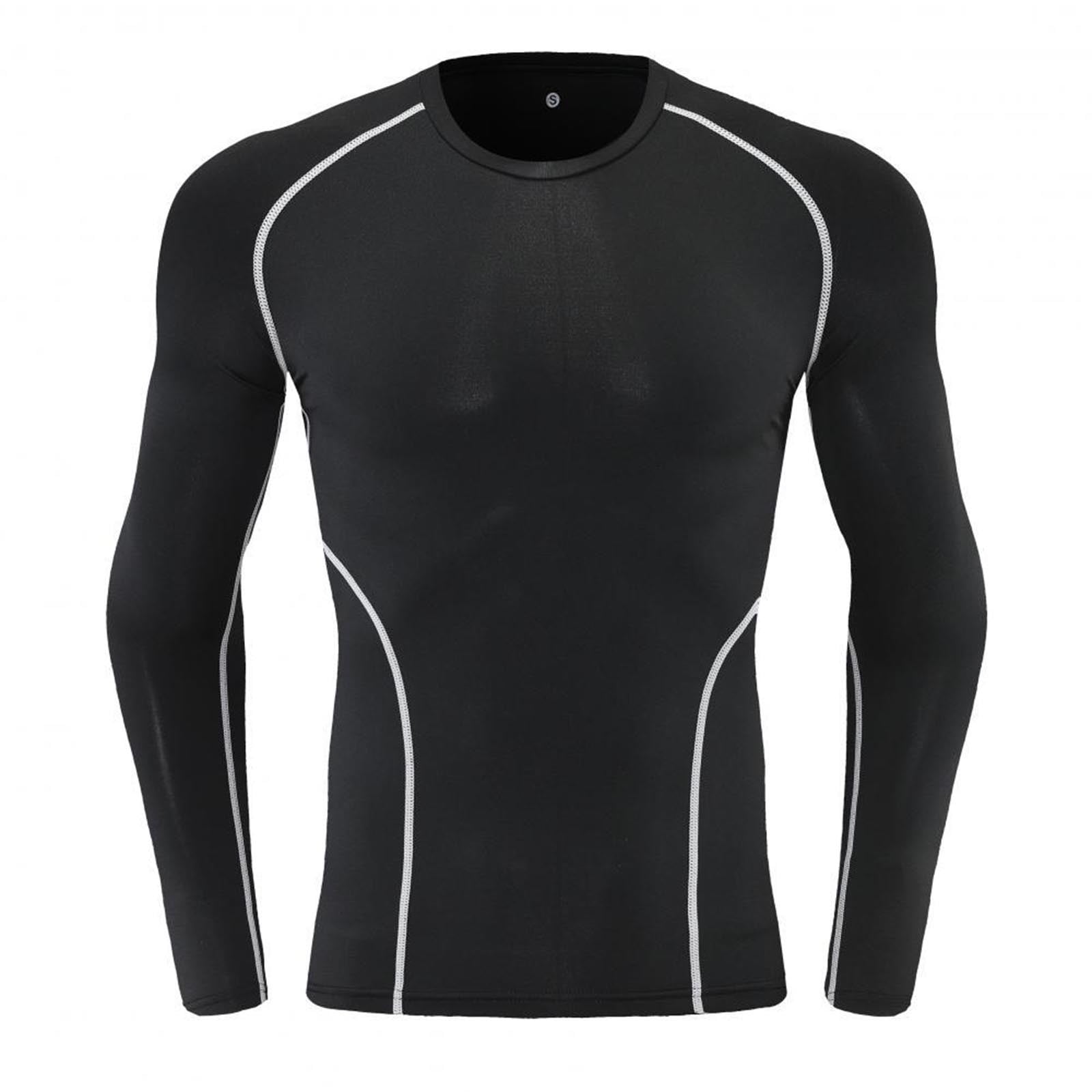 Compression Fit Shirts for Men Long Sleeve Gym Top Athletic Casual ...