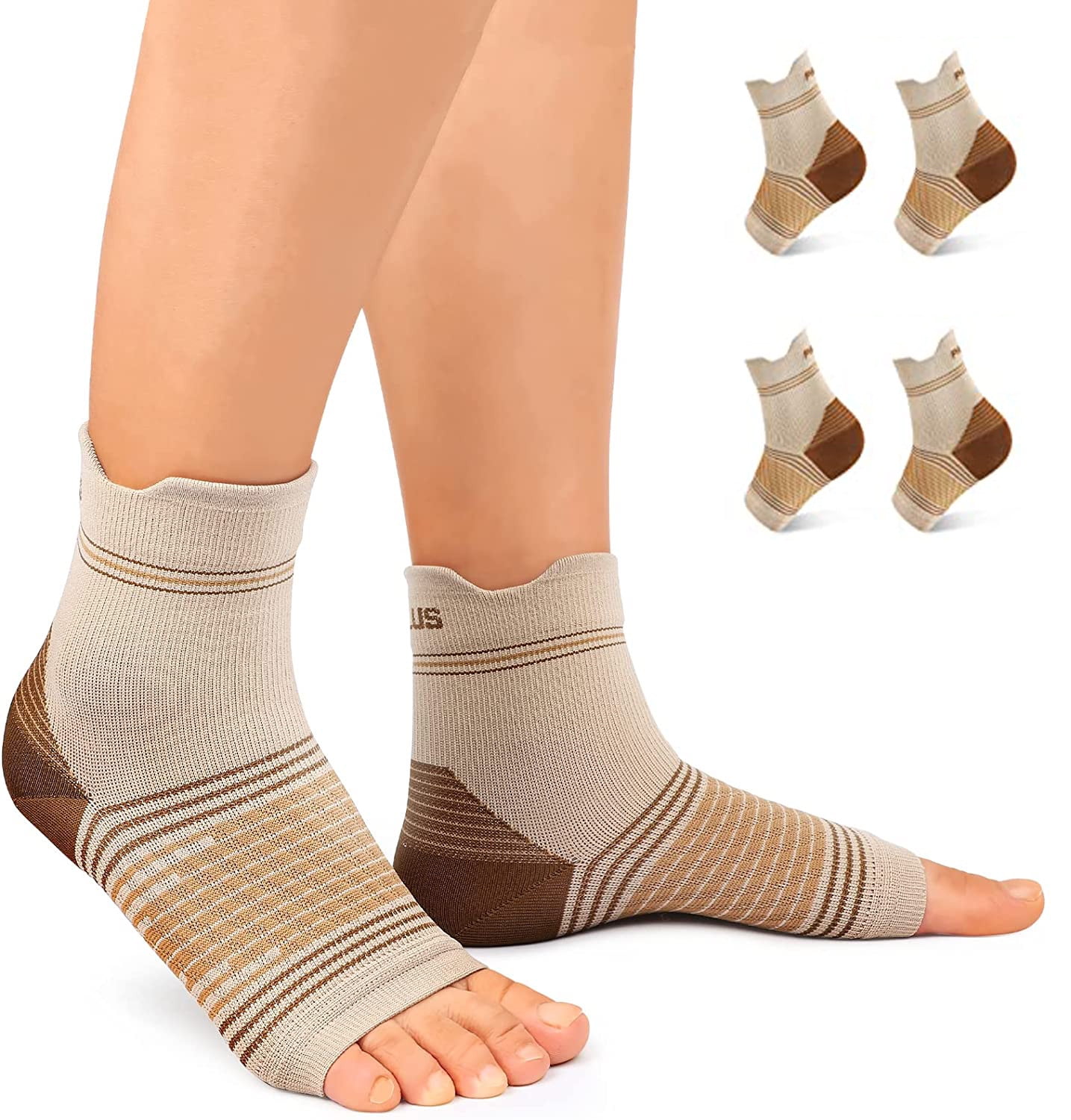 Compression Foot Sleeves for Plantar Faciitis (2 Pairs) Sock with Foot ...