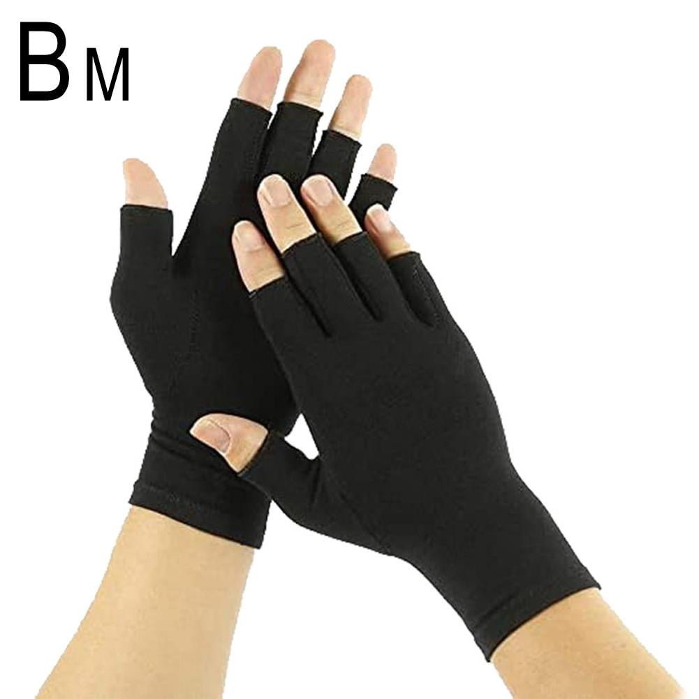 Compression Gloves Anti Arthritis Fingerless Pain Relief Joint Support ...