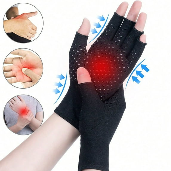 Compression Gloves for Carpal Tunnel/Rheumatoid Pain - Anti-Slip Black ...