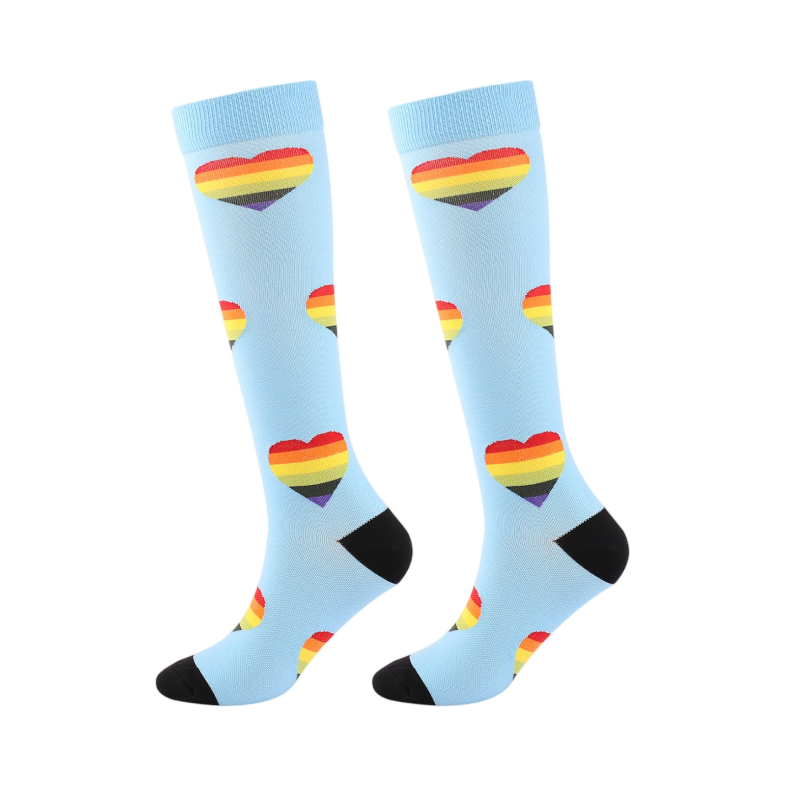 Compression Heart Print Socks for Women Knee High for Running Athletic ...