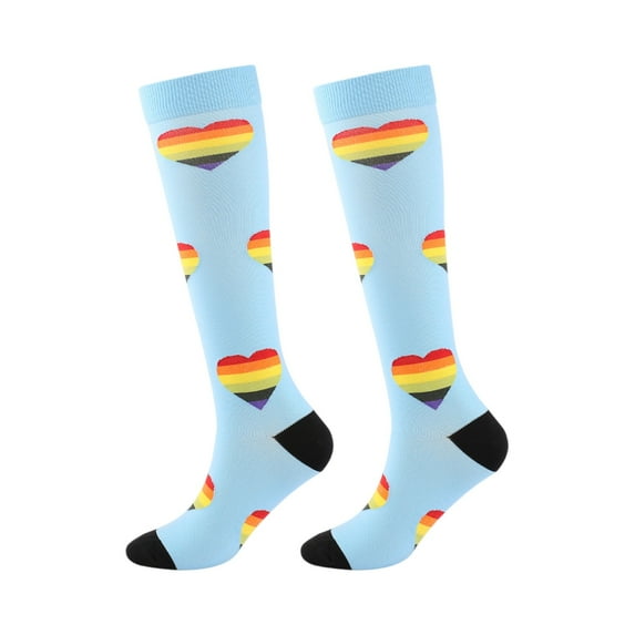 Compression Heart Print Socks for Women Knee High for Running Athletic ...