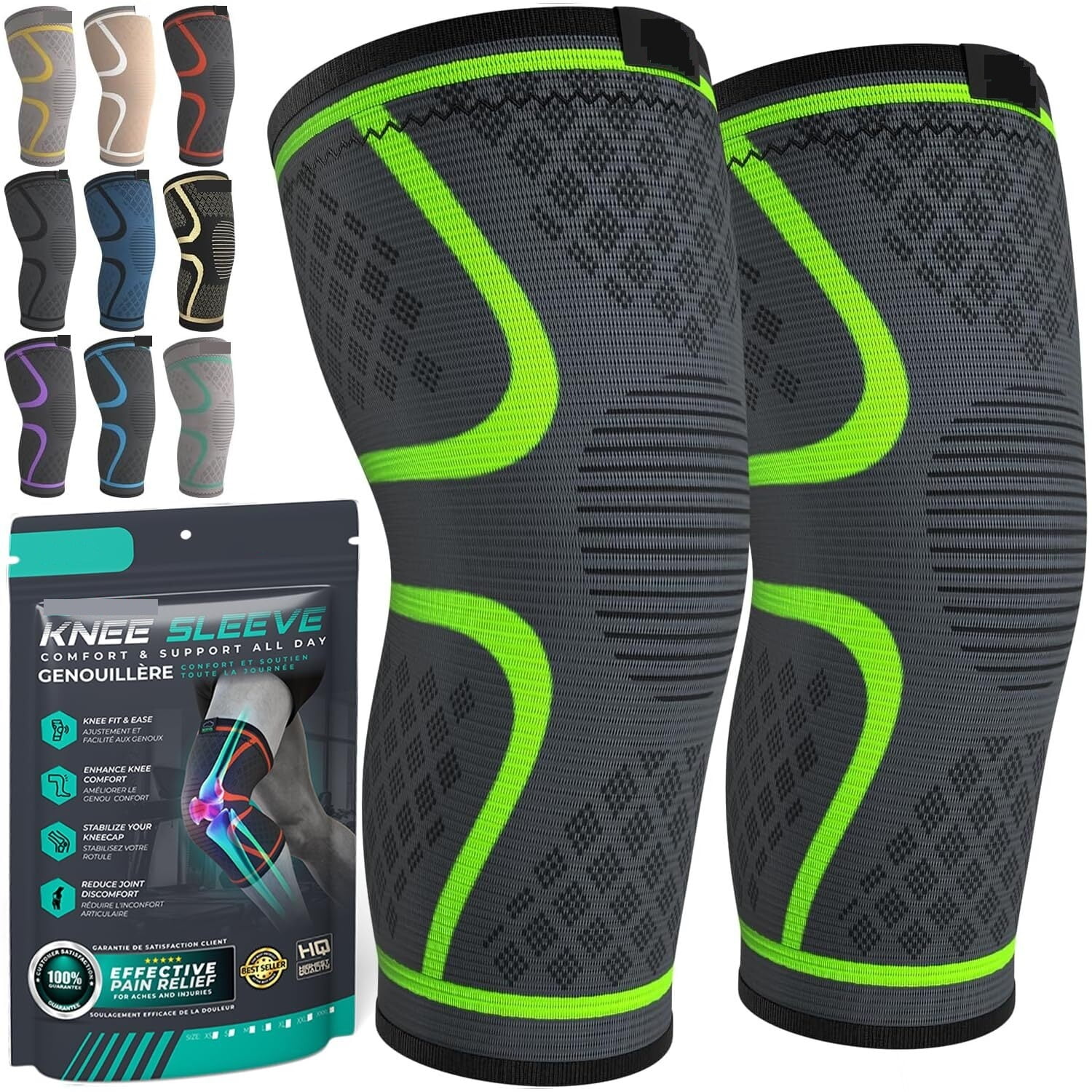 Compression Knee Brace for Women & Men, 2-Pack Knee Brace for Running ...