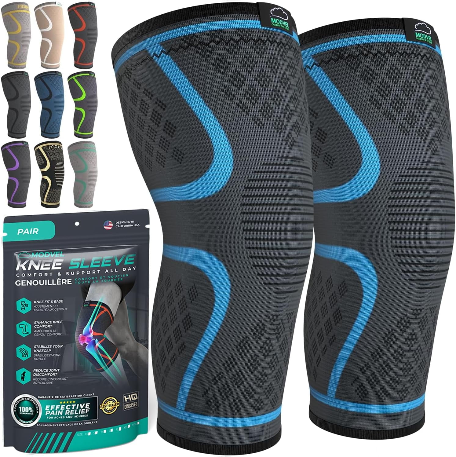Compression Knee Brace for Women & Men - 2 Pack Knee Brace for Women ...