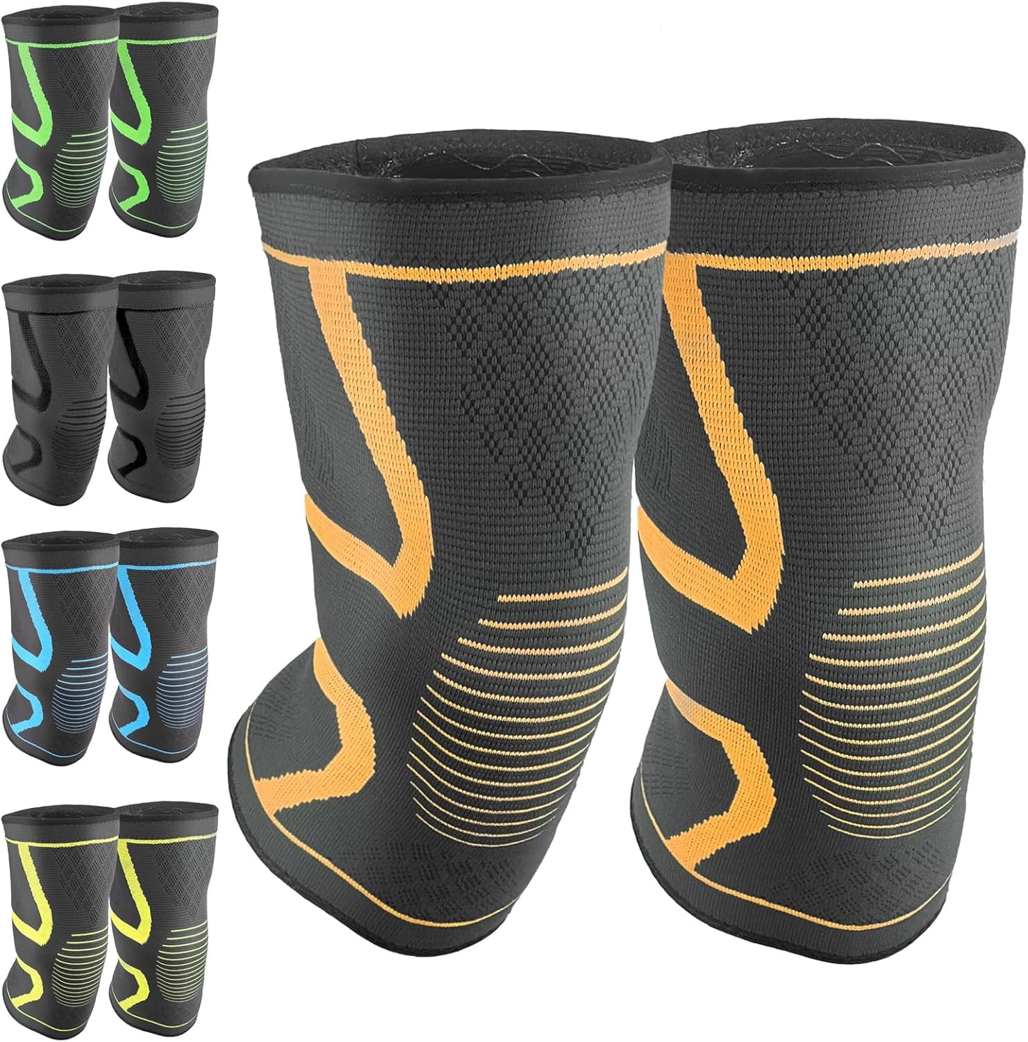Compression Knee Braces 2-Pack - Support Sleeve for Running, Sports ...