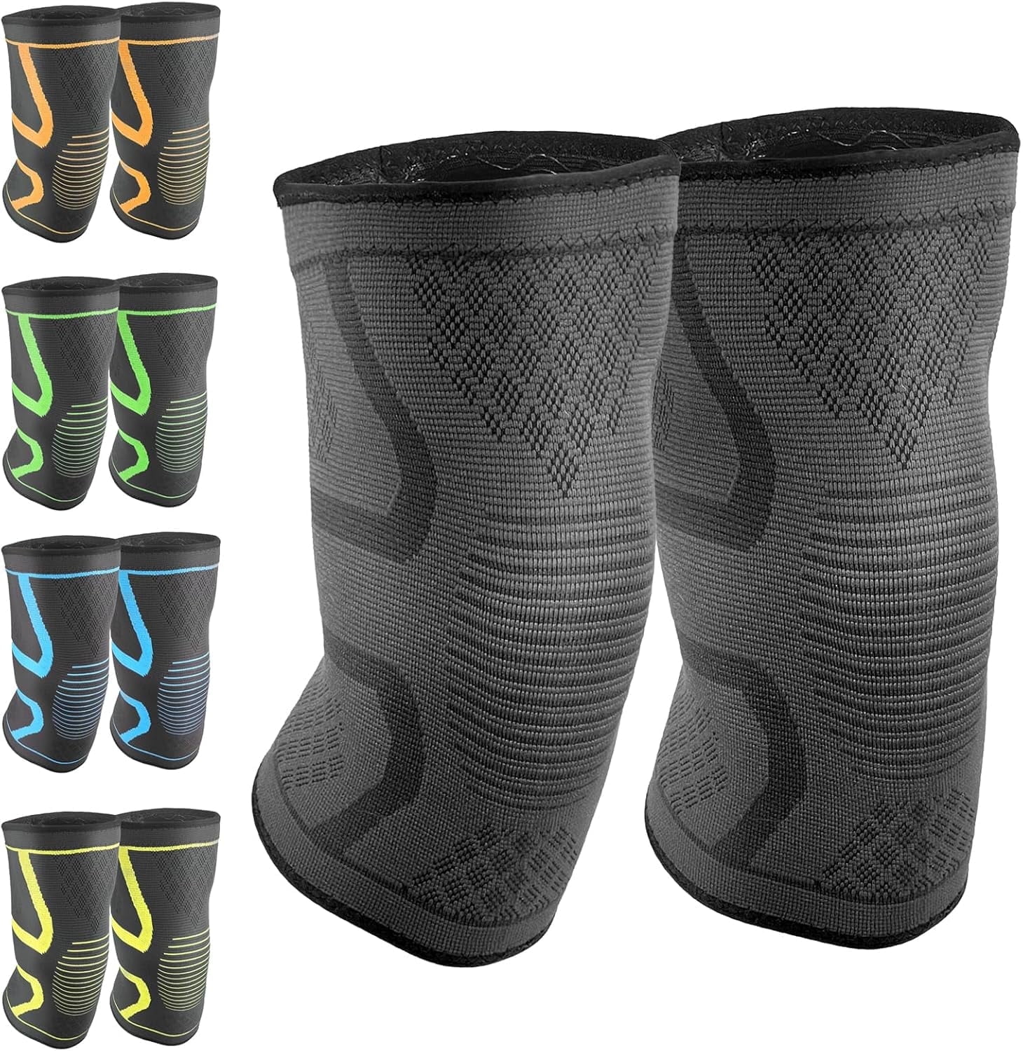 Compression Knee Braces 2-Pack - Support Sleeve for Running, Sports ...