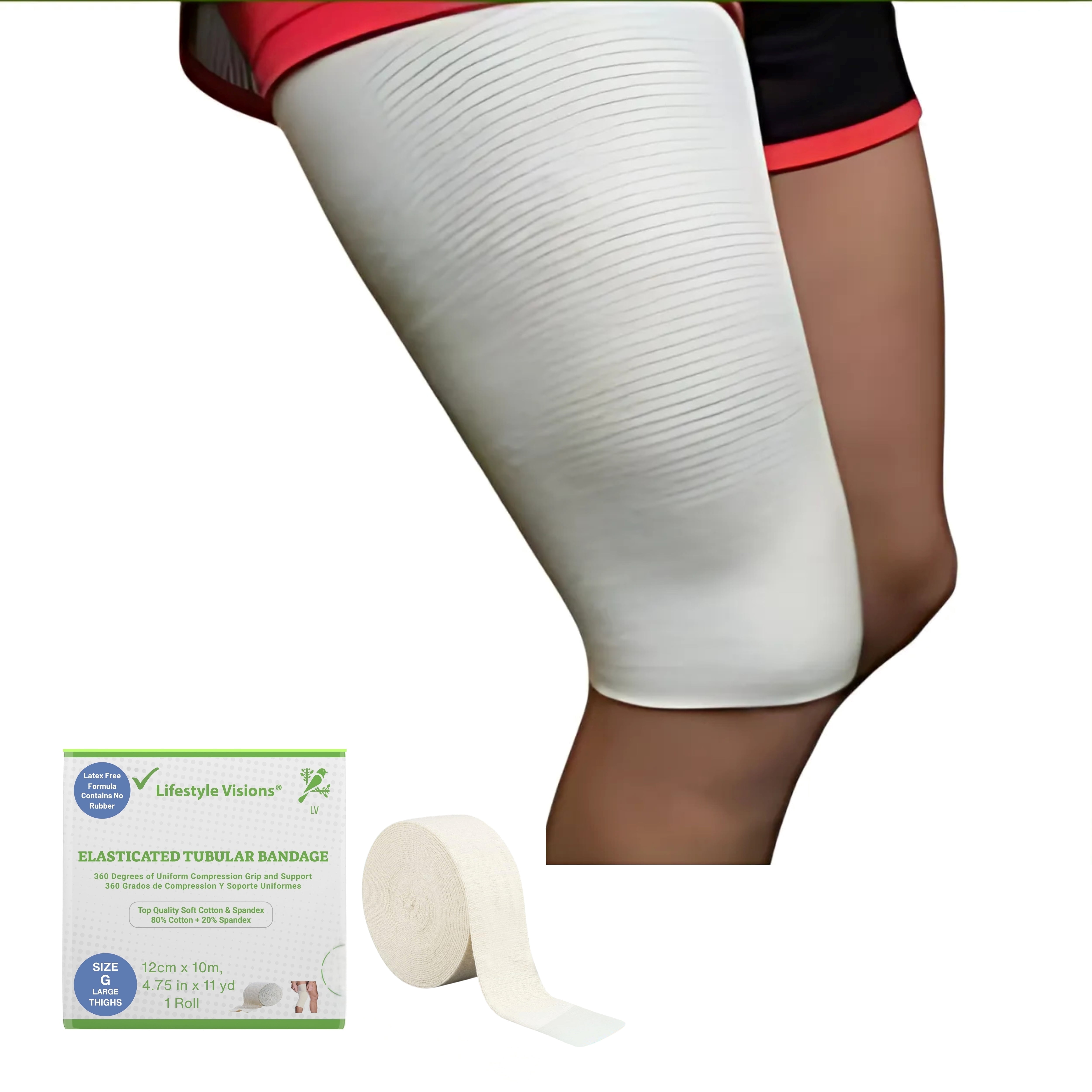For Large Thighs – Latex-Free Tubular Bandage, Size G (4.75" x 11 Yards ...
