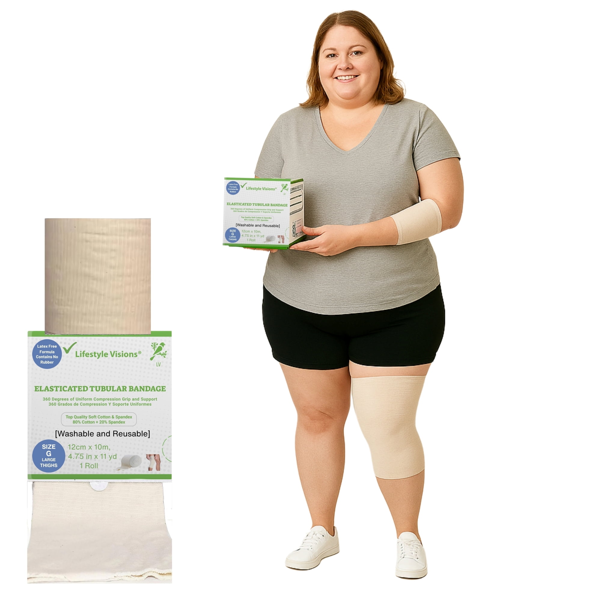 For Large Thighs – Latex-Free Tubular Bandage, Size G (4.75" x 11 Yards ...