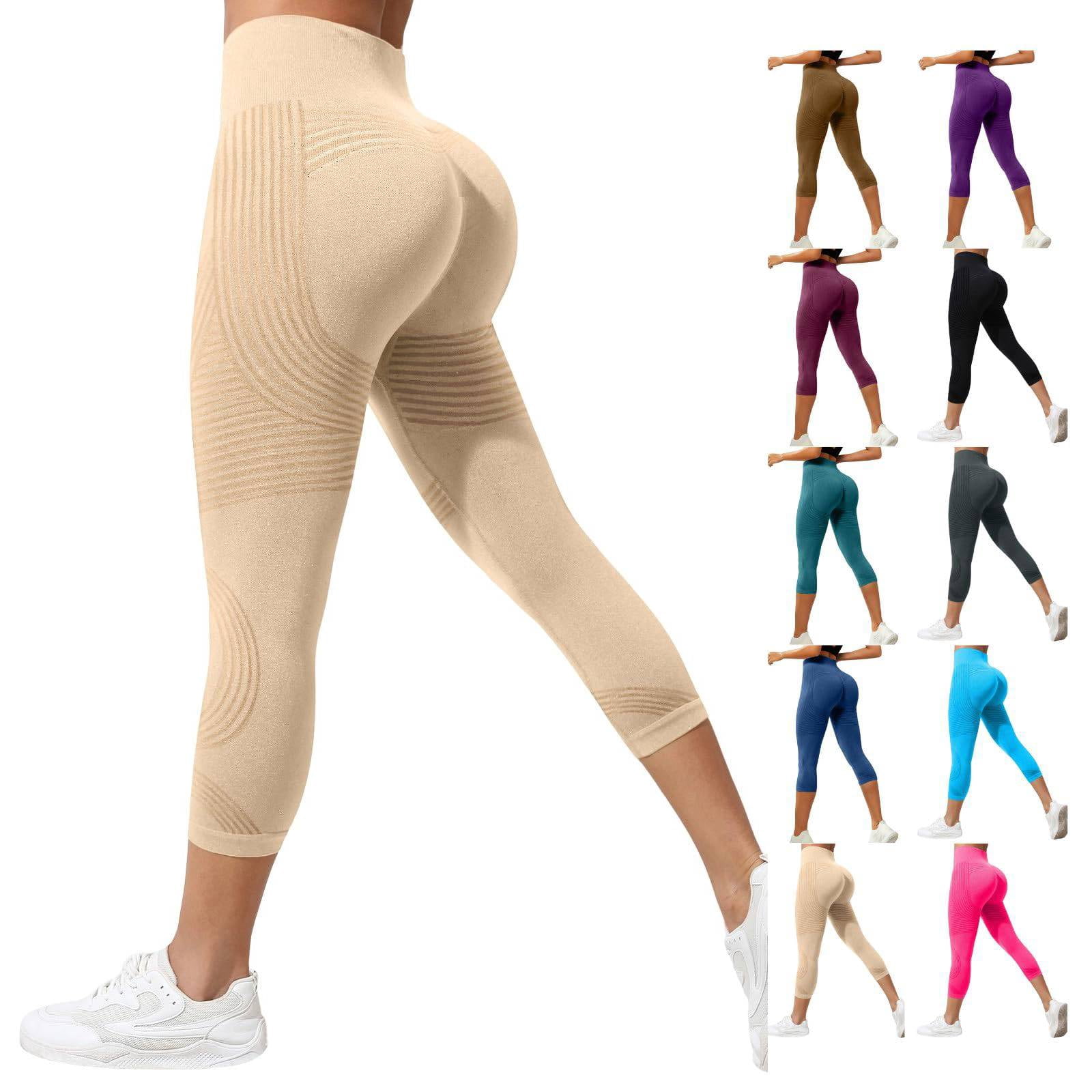 Compression Leggings for Women Tummy Control Workout Capris 3D Seamless ...