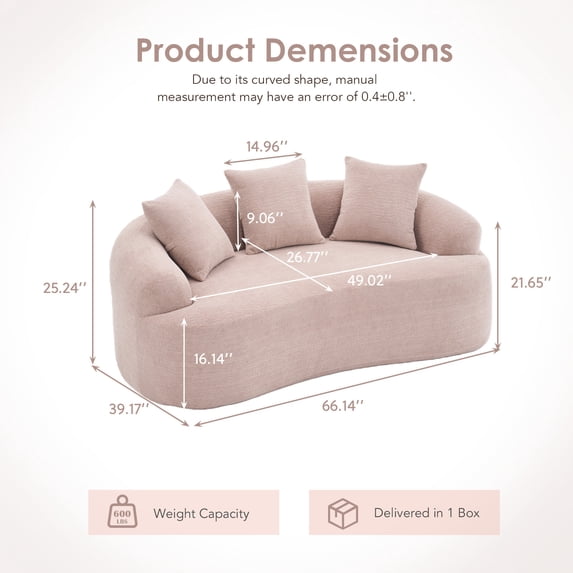 Compression Loveseat Sofa, Curved Modern Styles for Small Spaces ...