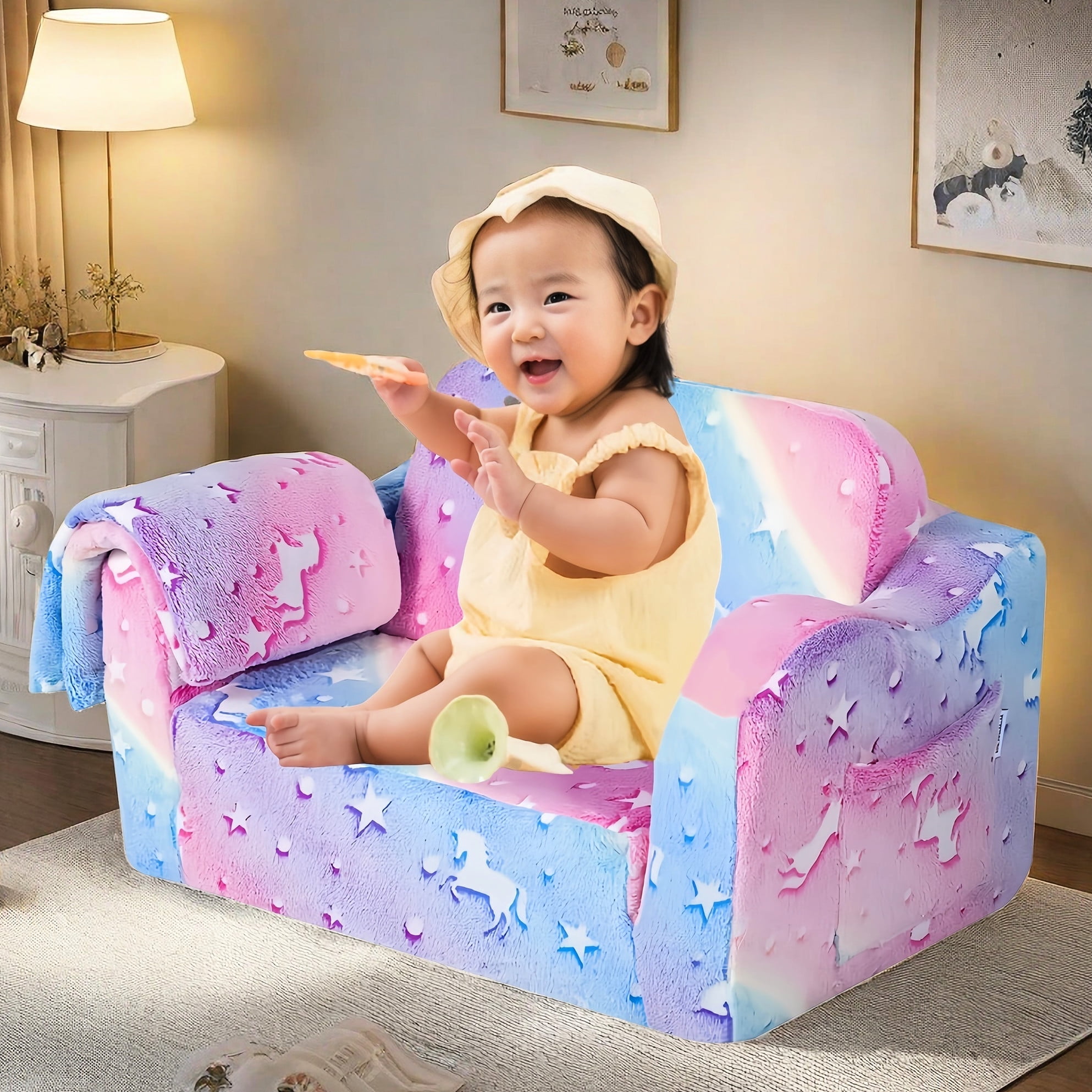 Compression Modular - Pink 2 Seat Convertible With High Foam, Linen ...