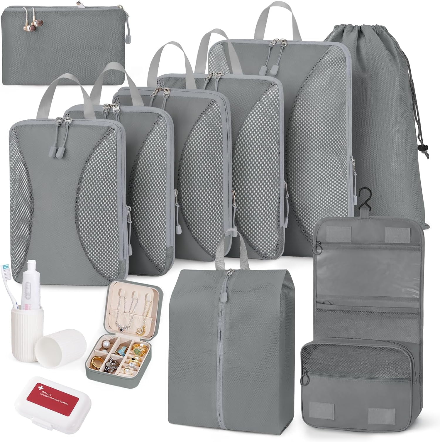 Compression Packing Cubes 12 Set, Suitcase Organizers, Extendable ...